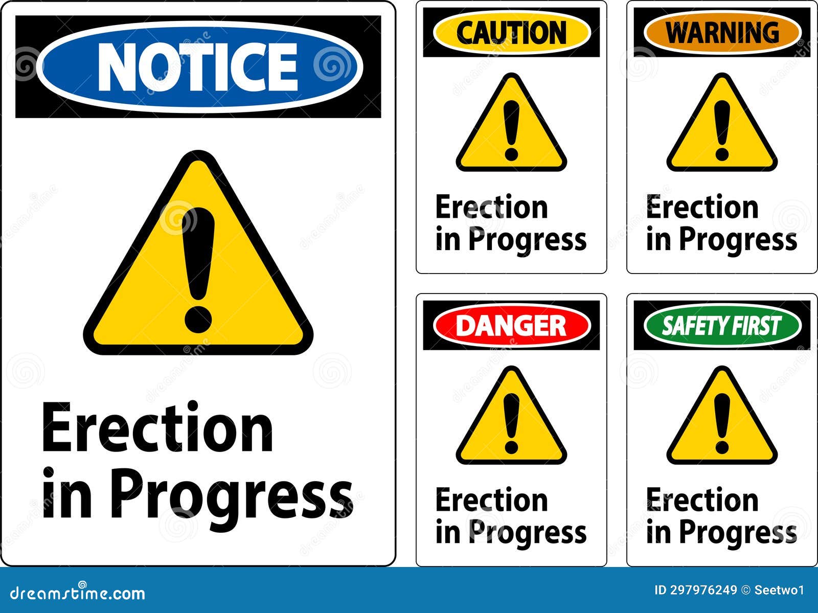 Danger Sign Erection in Progress Stock Illustration - Illustration of ...