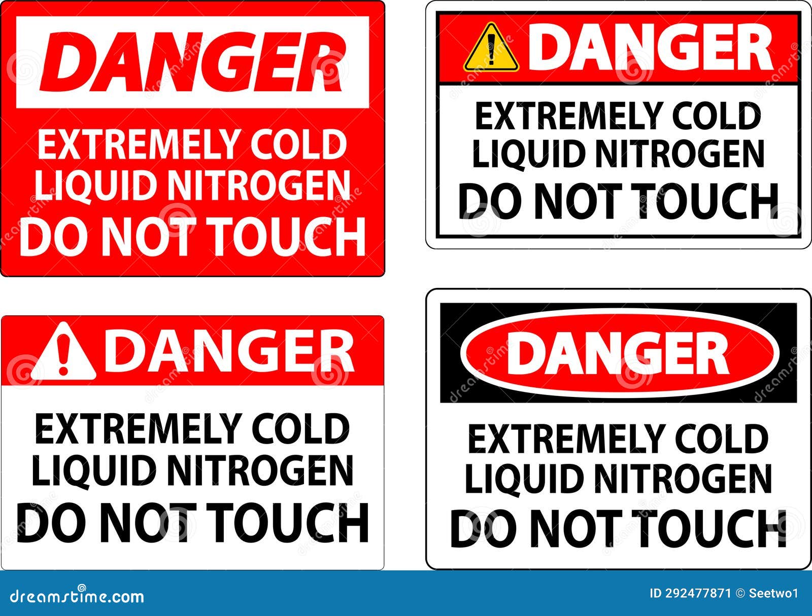 Danger Sign Extremely Cold Liquid Nitrogen Do Not Touch Stock Vector ...