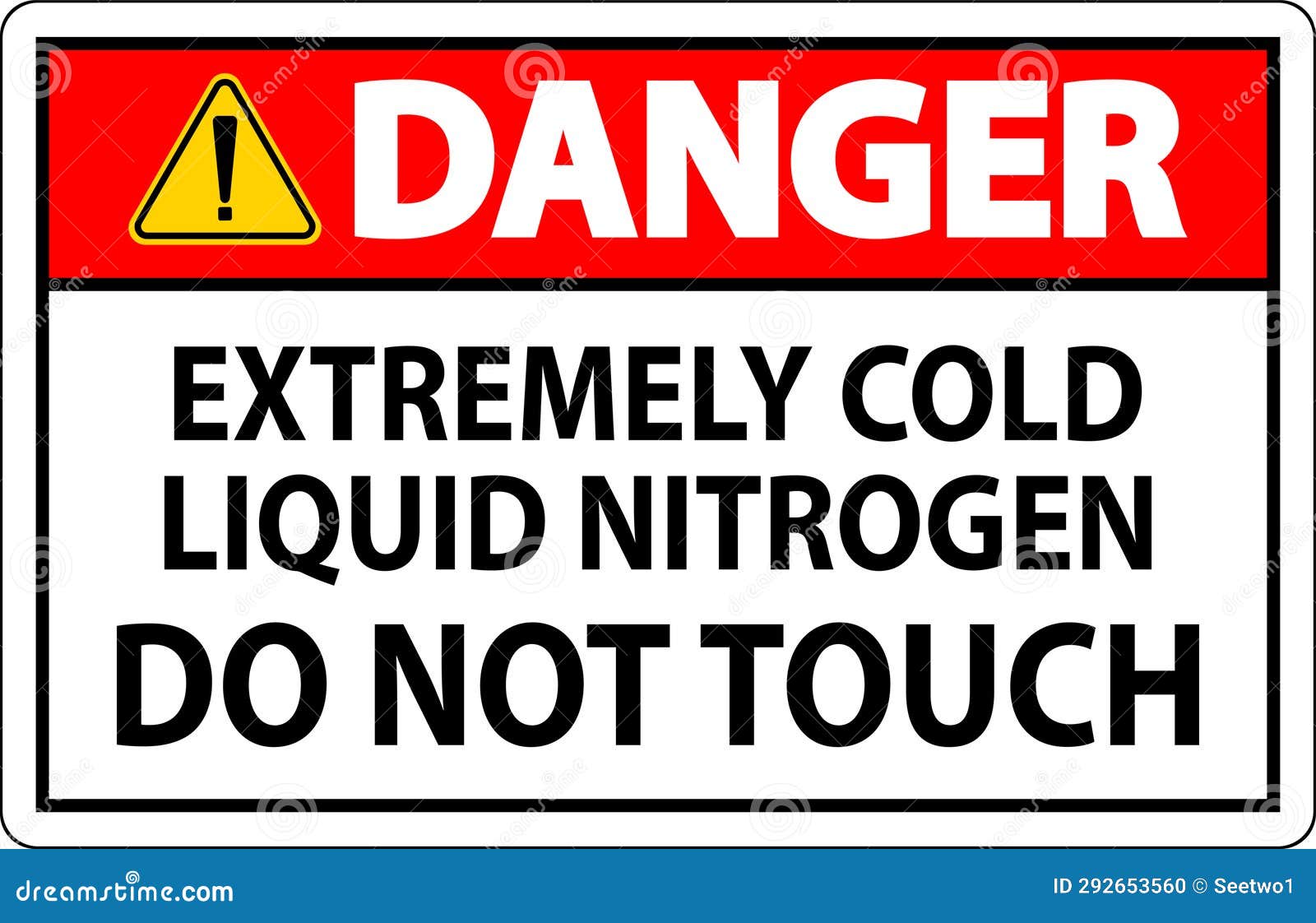 Danger Sign Extremely Cold Liquid Nitrogen Do Not Touch Stock Vector ...
