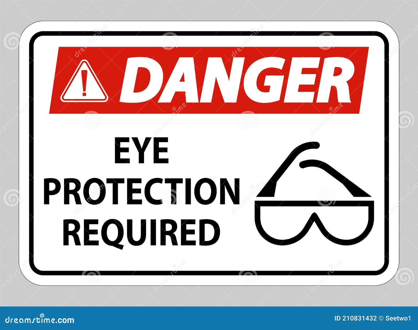 Danger Sign Eye Protection Required on White Background Stock Vector ...