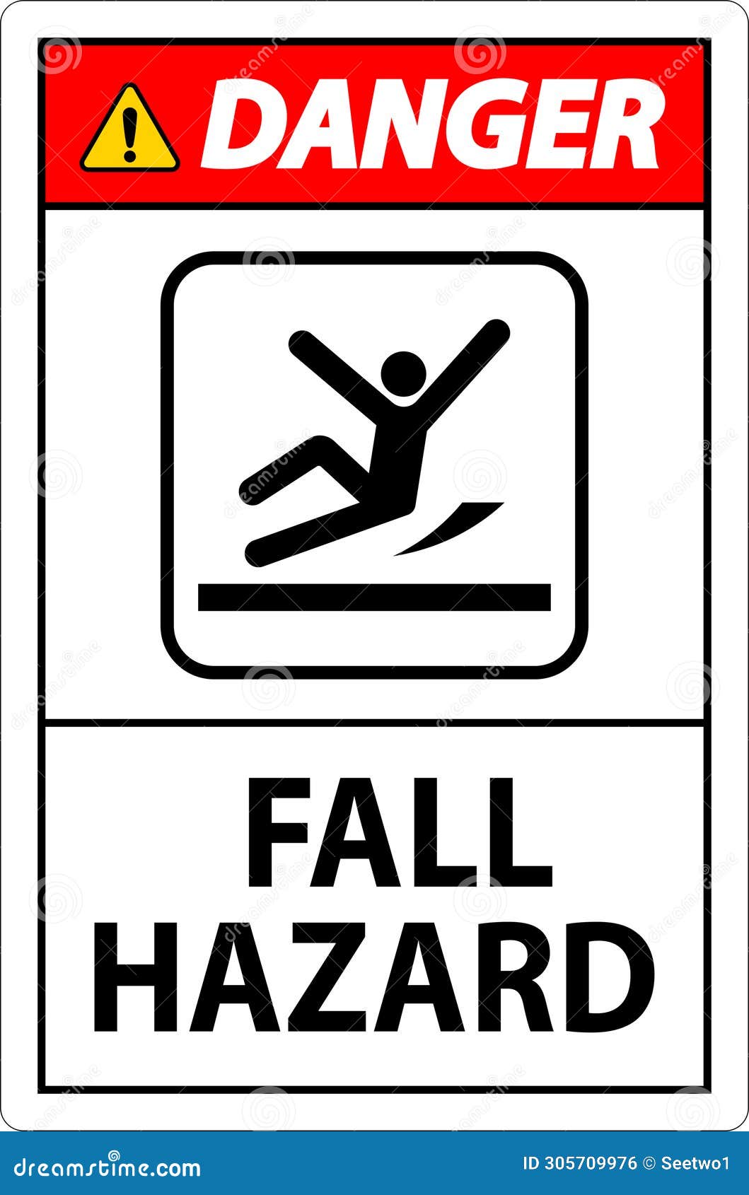 Danger Sign, Fall Hazard stock vector. Illustration of accident - 305709976