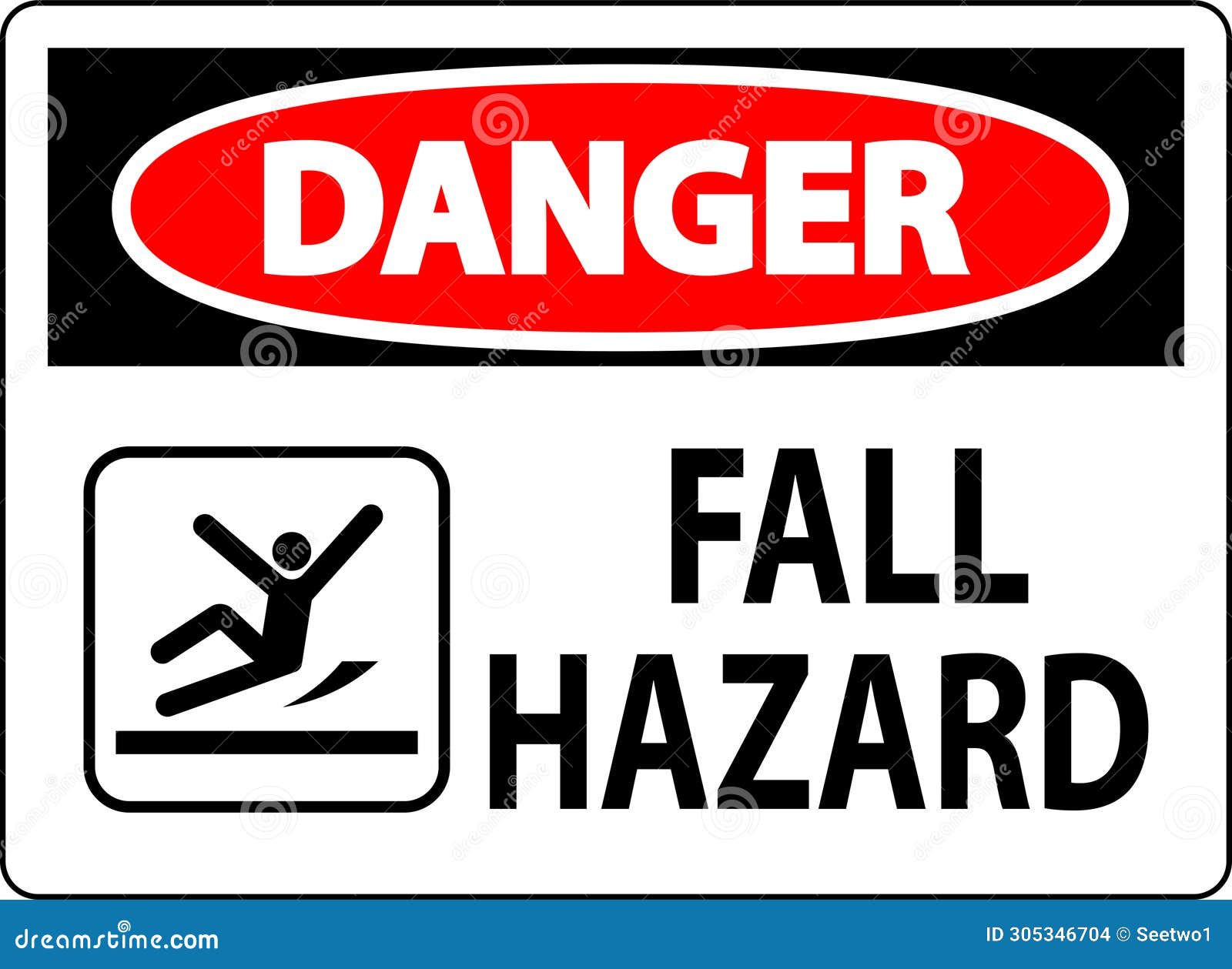 Danger Sign, Fall Hazard stock vector. Illustration of safety - 305346704