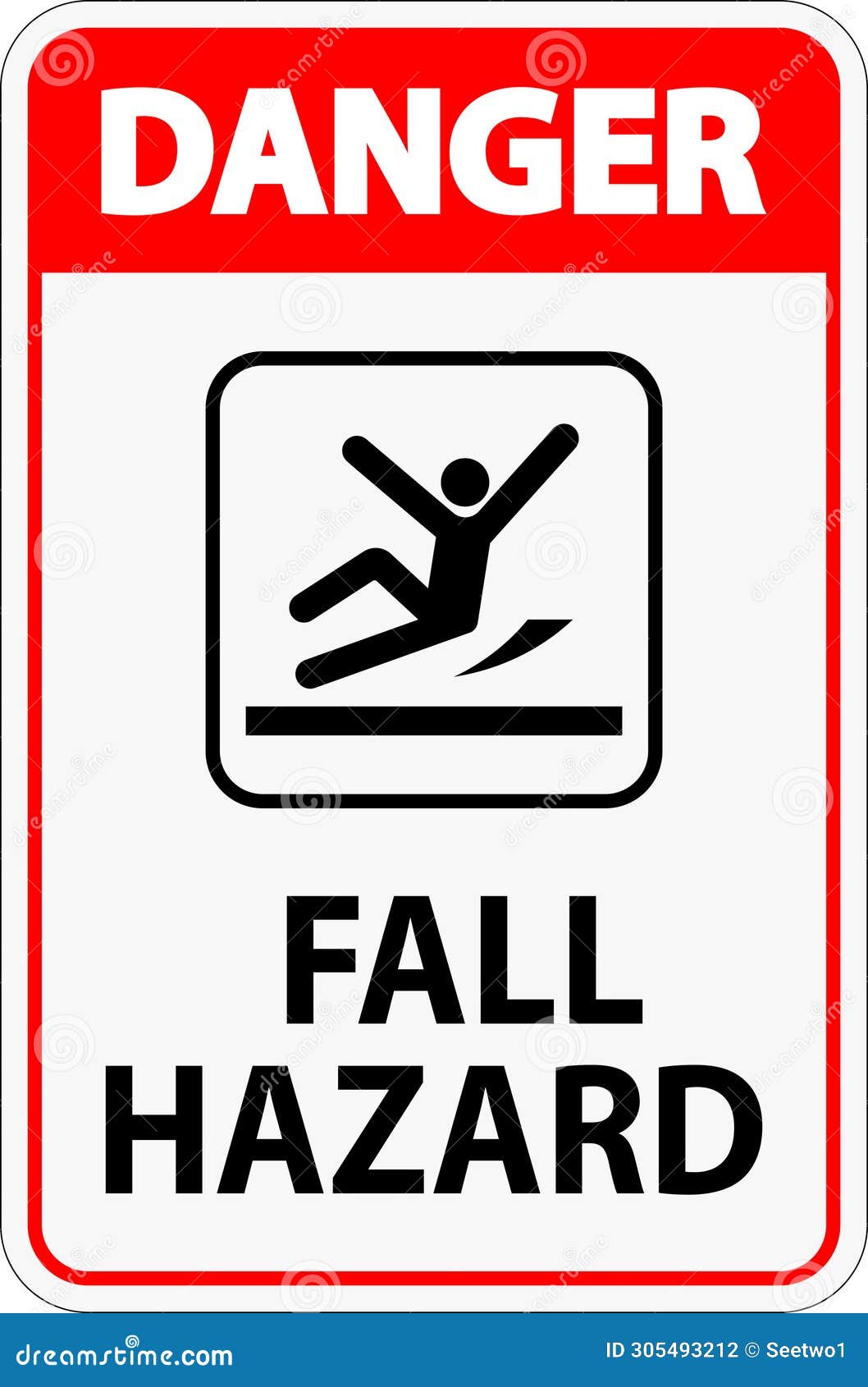 Danger Sign, Fall Hazard stock vector. Illustration of caution - 305493212