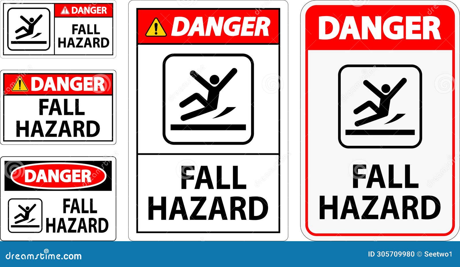 Danger Sign, Fall Hazard stock vector. Illustration of figure - 305709980