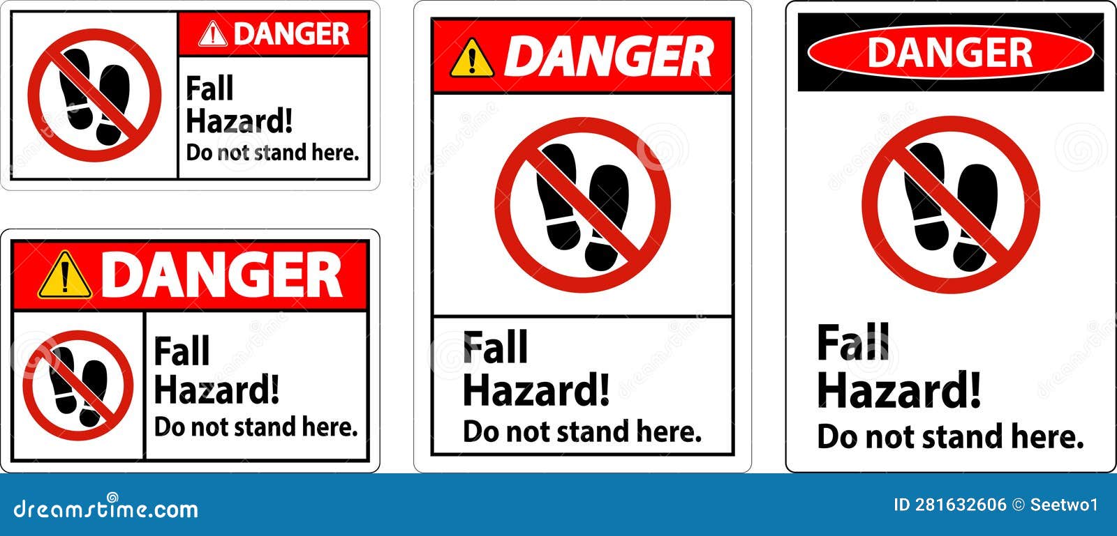 Danger Sign Fall Hazard, Do Not Stand Here on White Background Stock ...