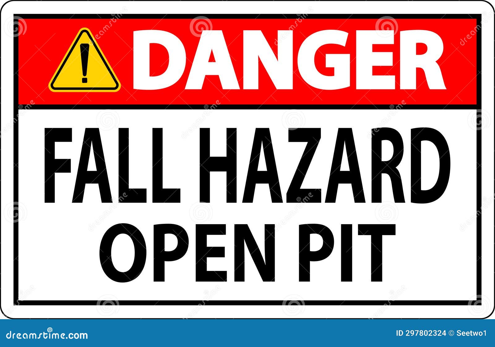 Danger Sign Fall Hazard - Open Pit Stock Vector - Illustration of hole ...