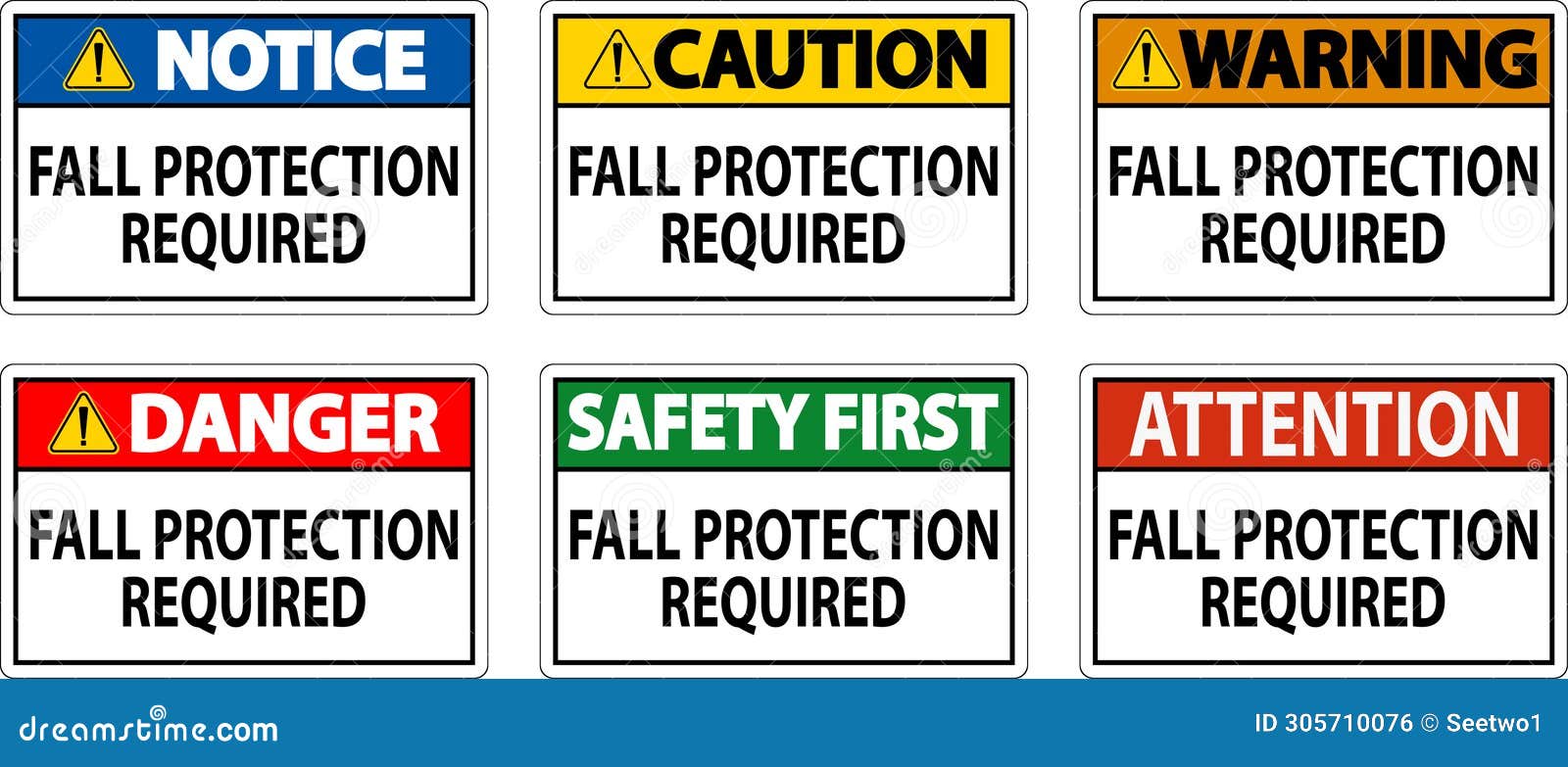 Danger Sign, Fall Protection Required Stock Illustration - Illustration ...