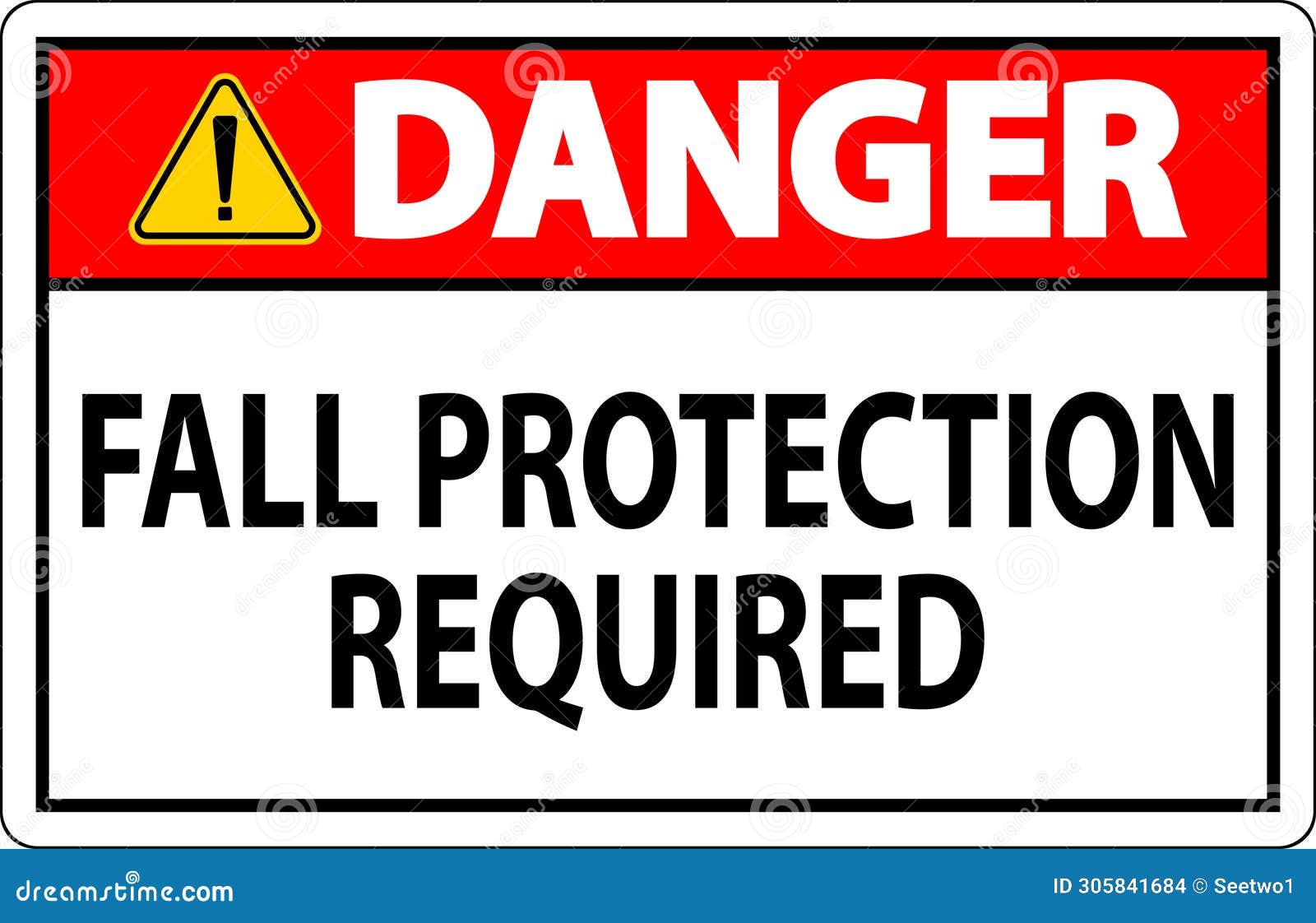 Danger Sign, Fall Protection Required Stock Vector - Illustration of ...