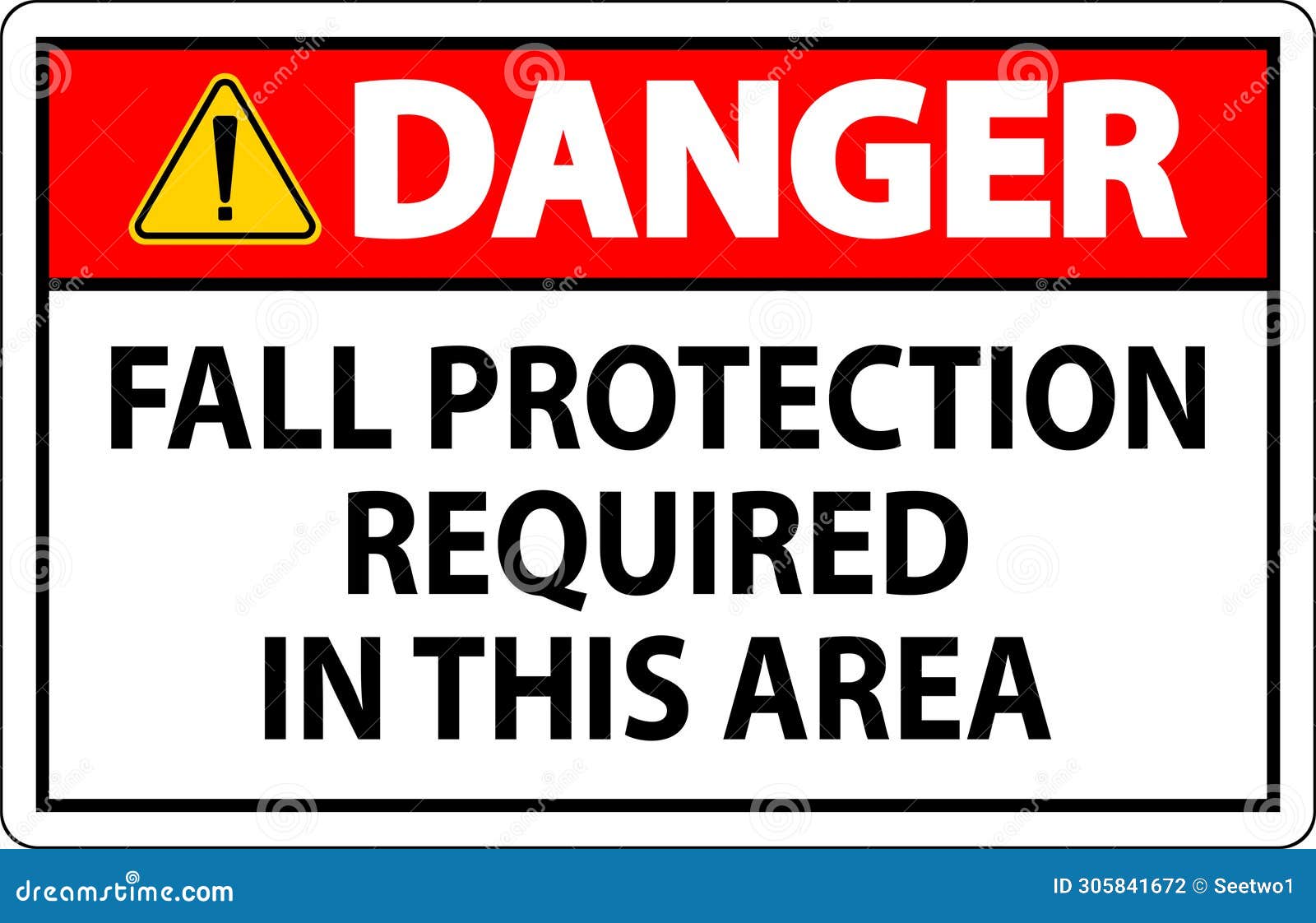 Danger Sign, Fall Protection Required in this Area Stock Vector ...