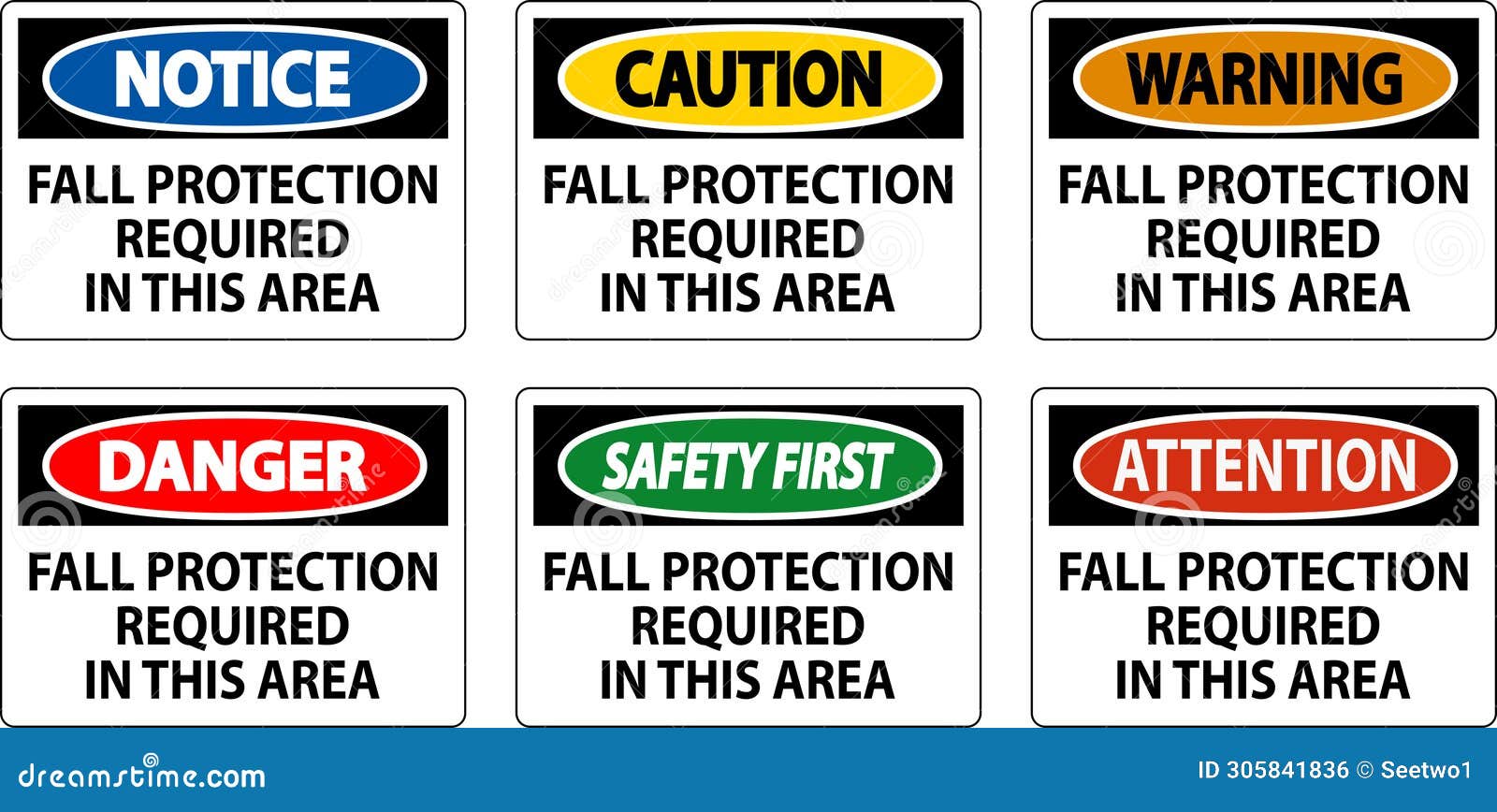 Danger Sign, Fall Protection Required in this Area Stock Vector ...