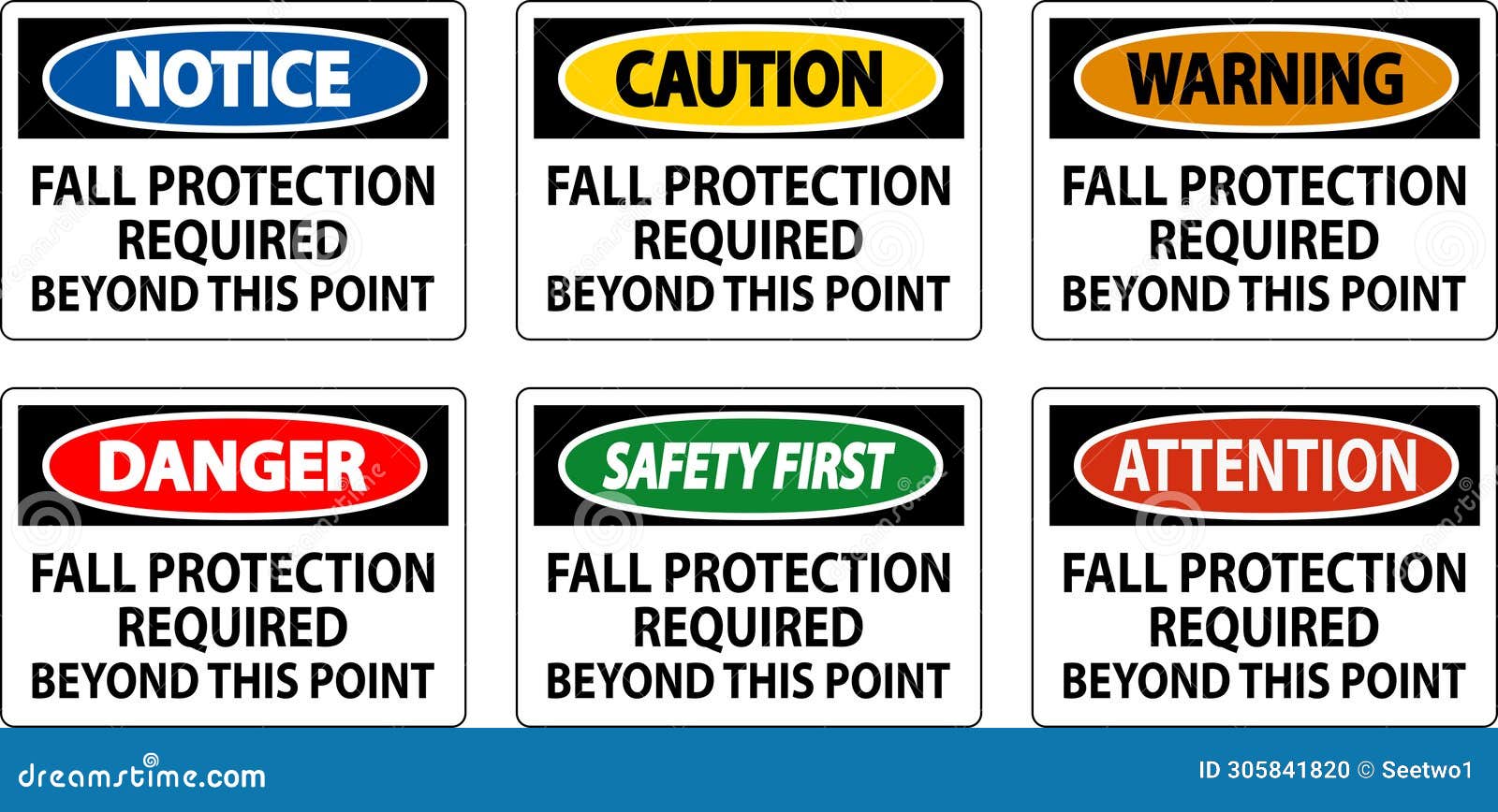 Danger Sign, Fall Protection Required Beyond this Point Stock Vector ...