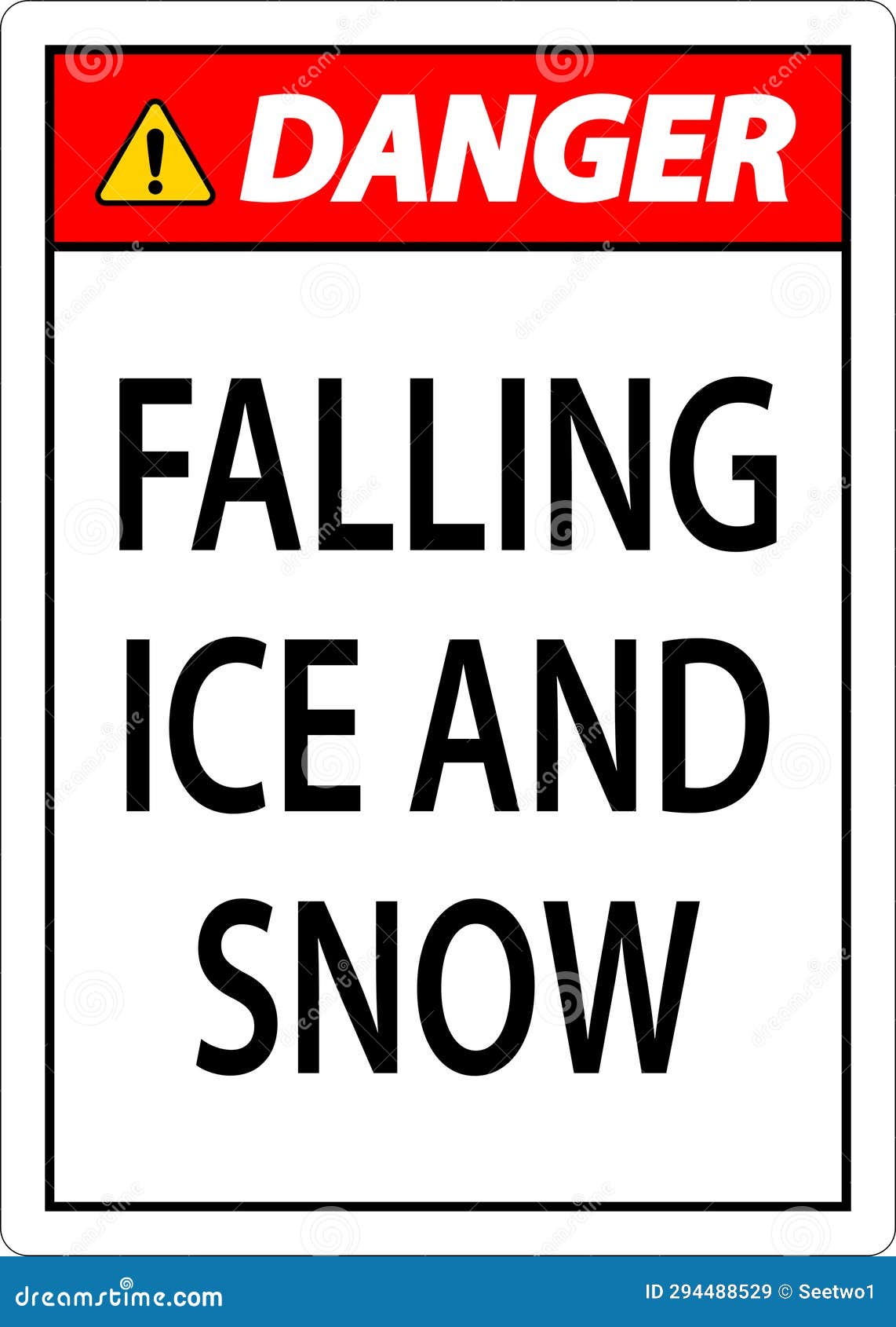 Danger Sign Falling Ice and Snow Stock Vector - Illustration of ...