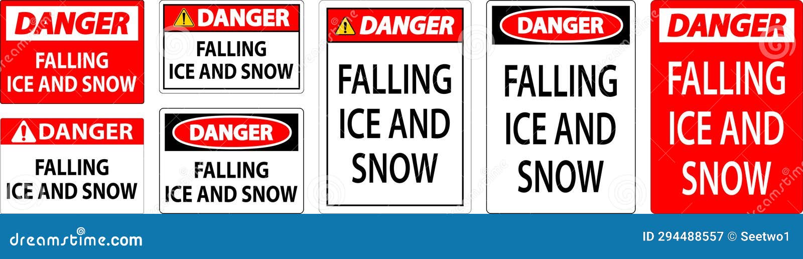 Danger Sign Falling Ice and Snow Stock Vector - Illustration of frost ...