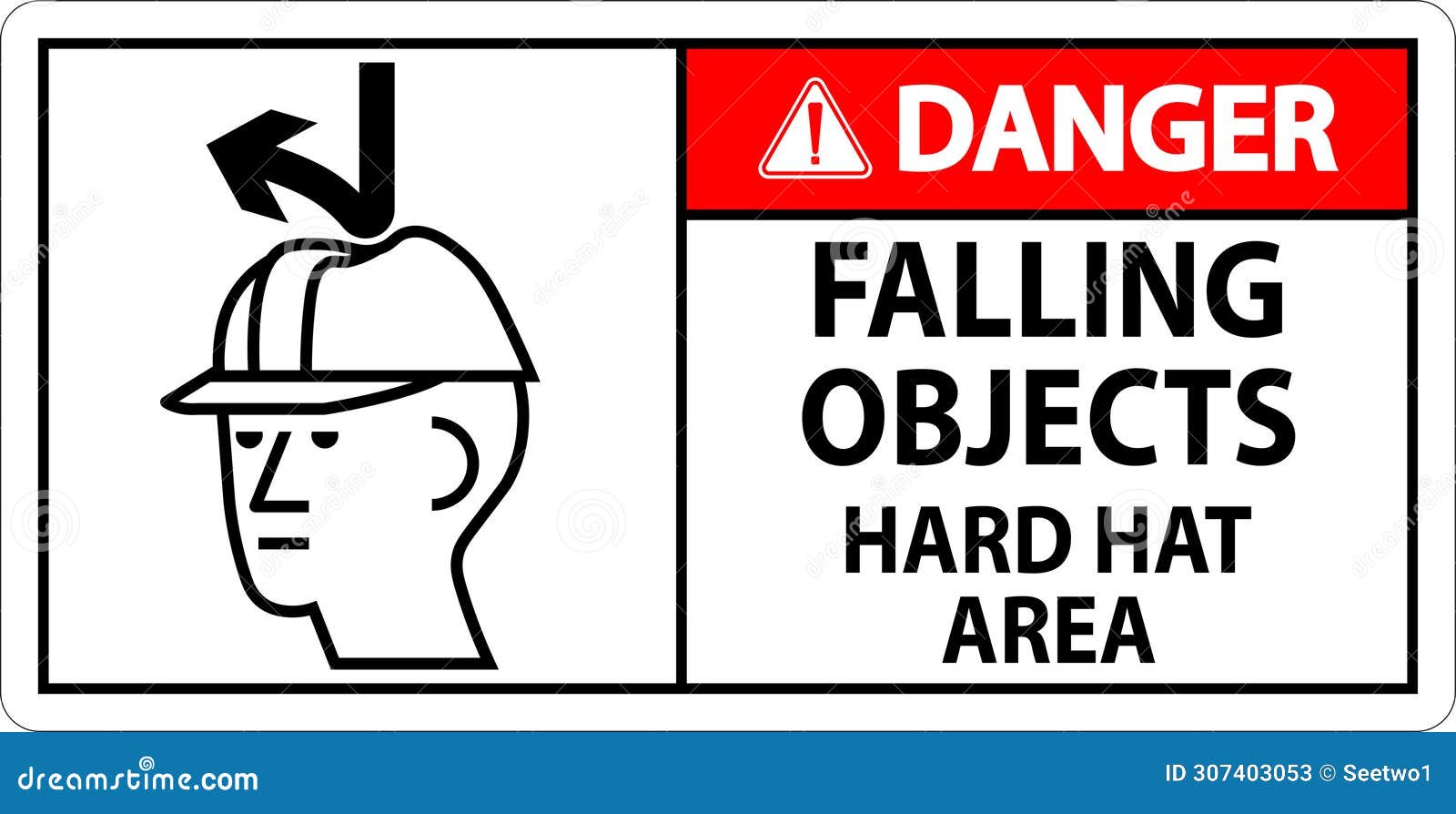 Danger Sign, Falling Objects Hard Hat Area Stock Vector - Illustration ...