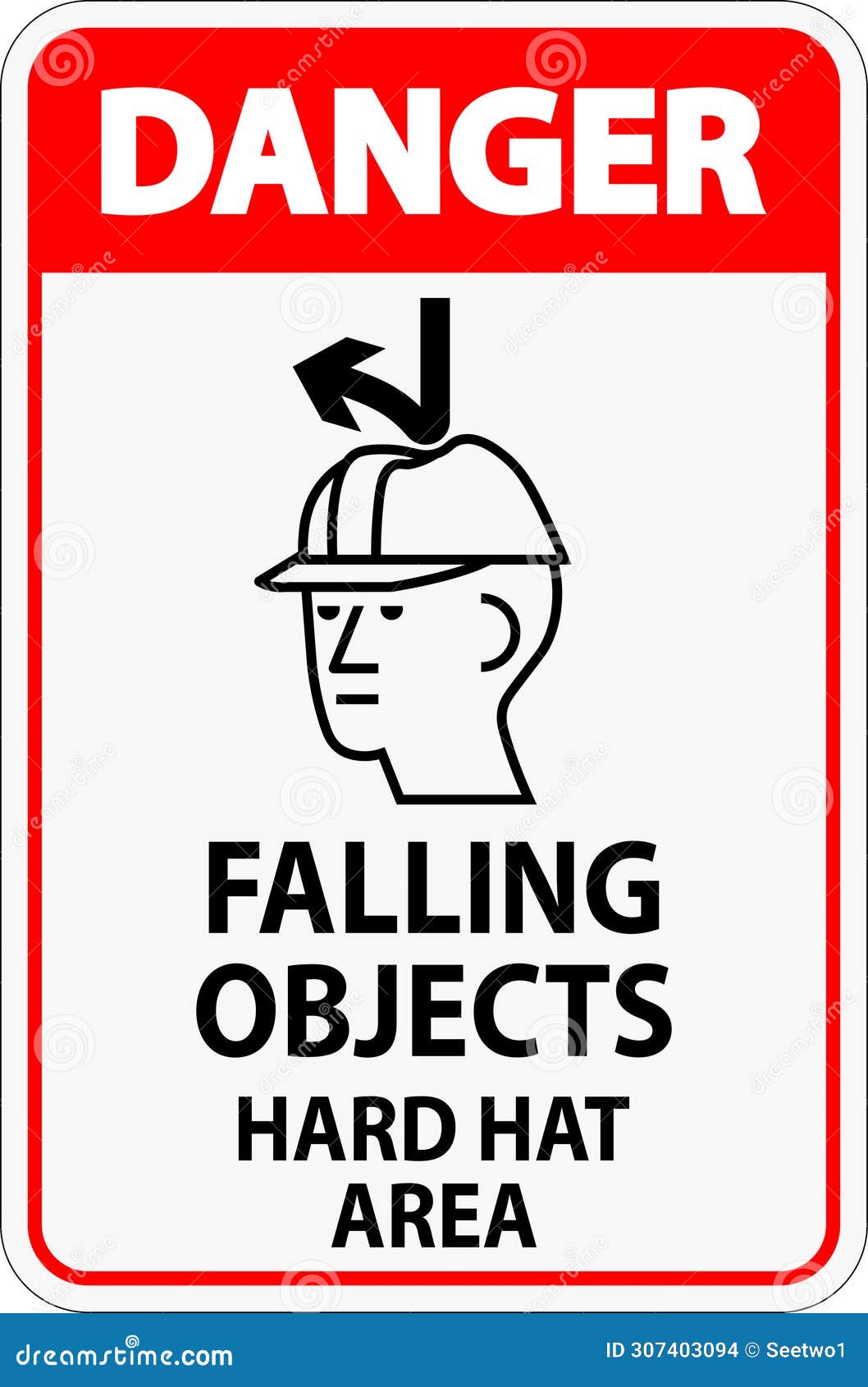 Danger Sign, Falling Objects Hard Hat Area Stock Vector - Illustration ... Danger Sign, Falling Objects Hard Hat Area Stock Vector - Illustration ...