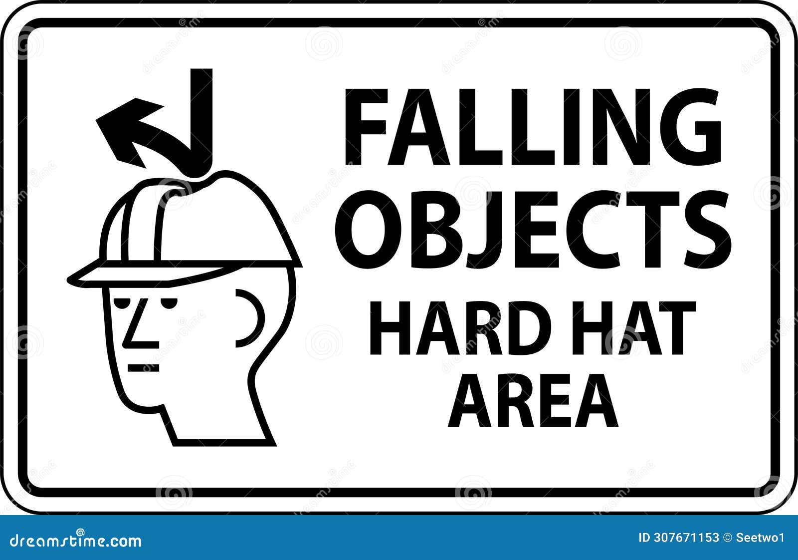Danger Sign, Falling Objects Hard Hat Area Stock Vector - Illustration ...