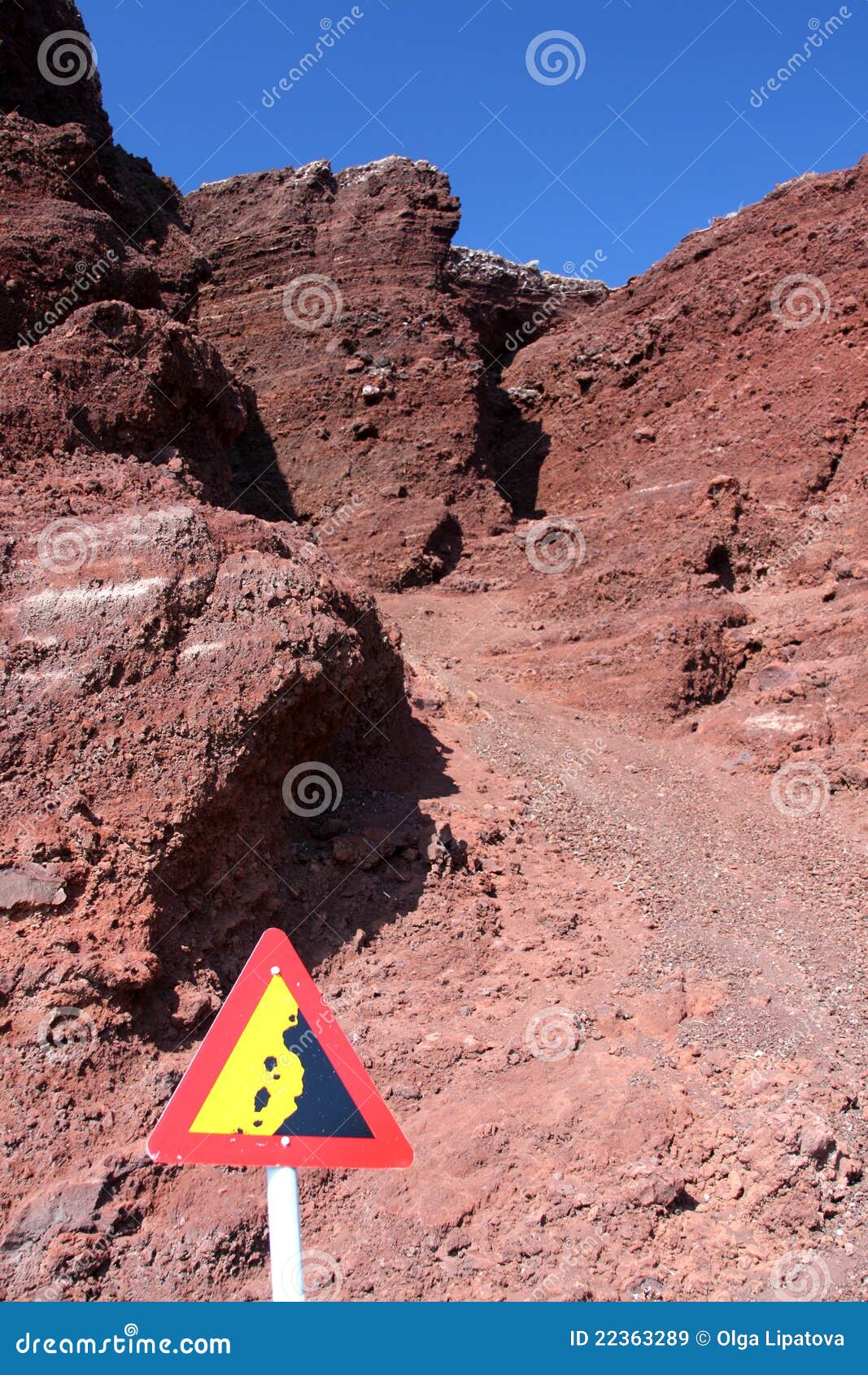 Danger Sign - Falling Rocks Stock Image - Image of hill, outdoors: 22363289