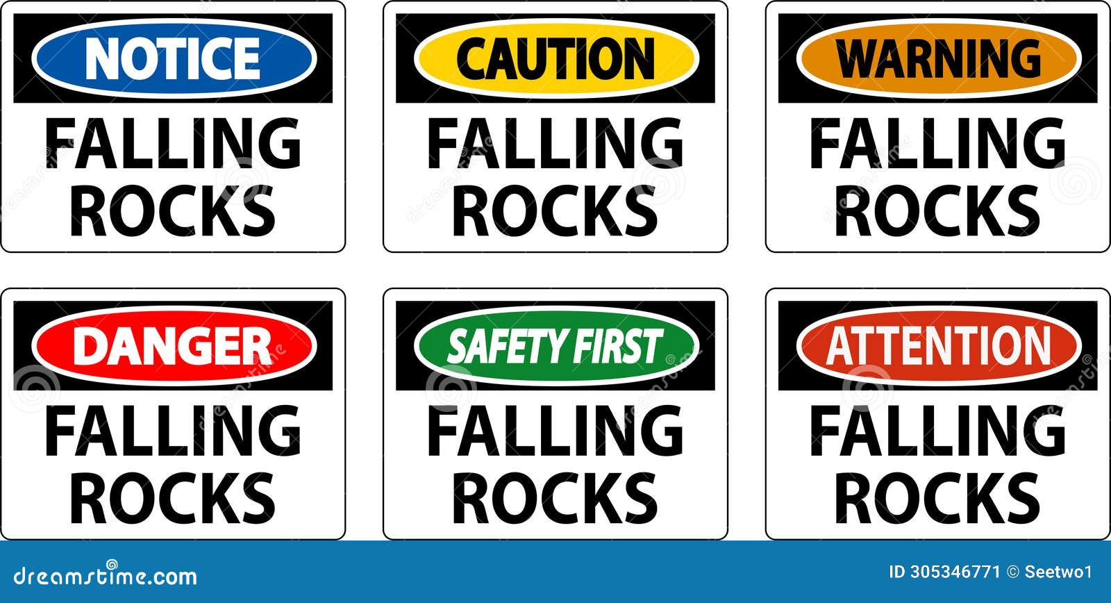 Danger Sign, Falling Rocks stock vector. Illustration of risk - 305346771