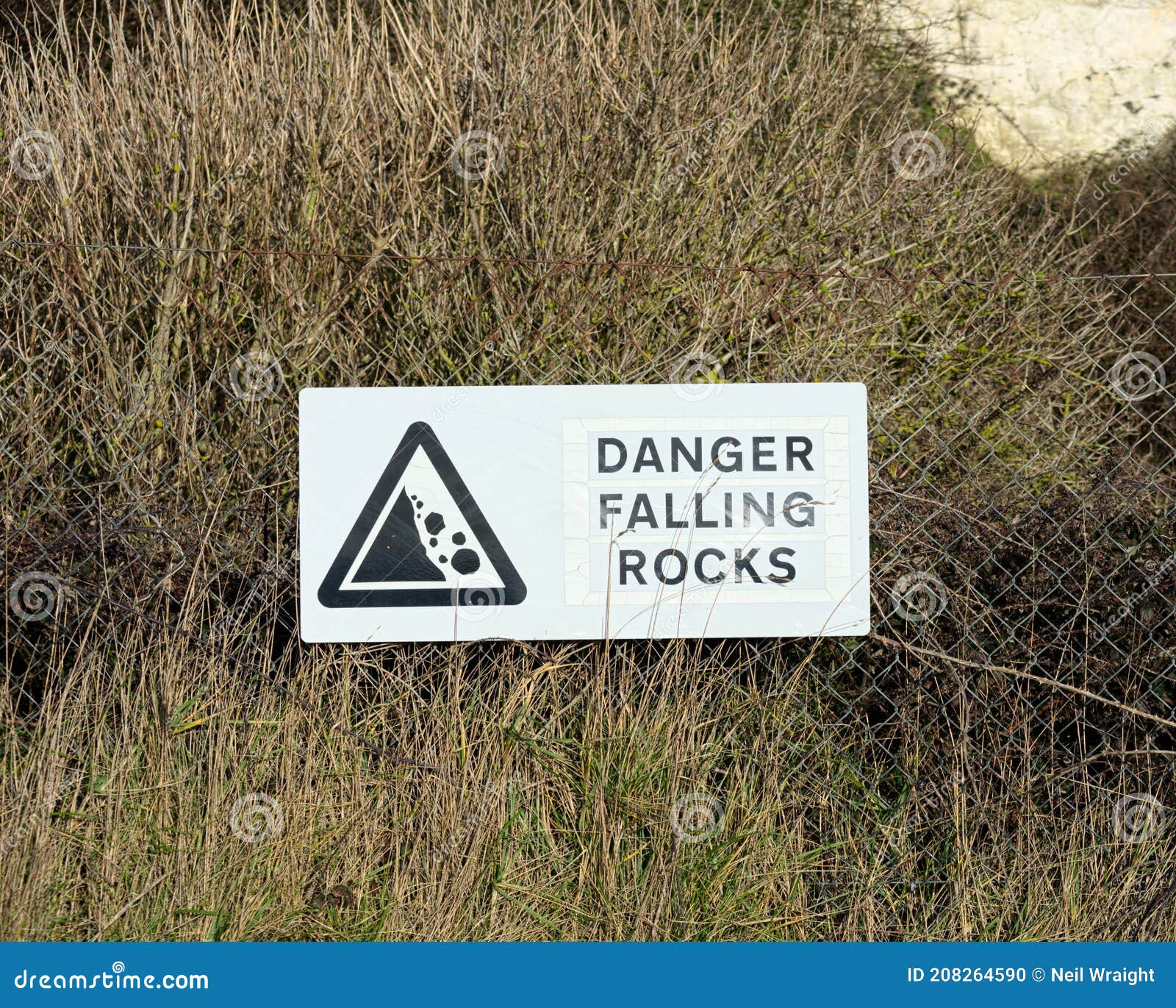 Danger Sign. Falling Rocks. Stock Photo - Image of insurance, unsafe ...