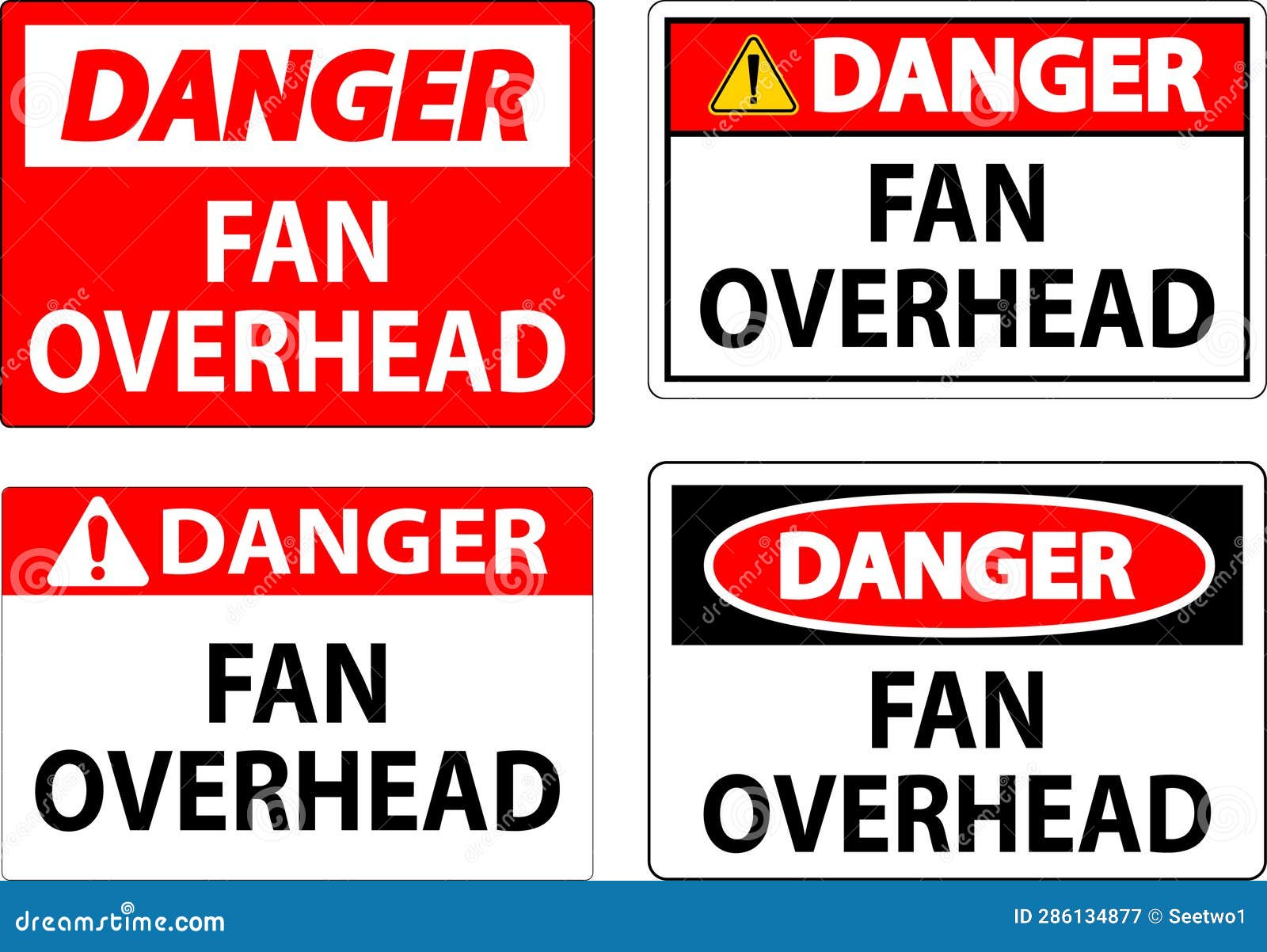 Danger Sign Fan Overhead stock vector. Illustration of comfort - 286134877