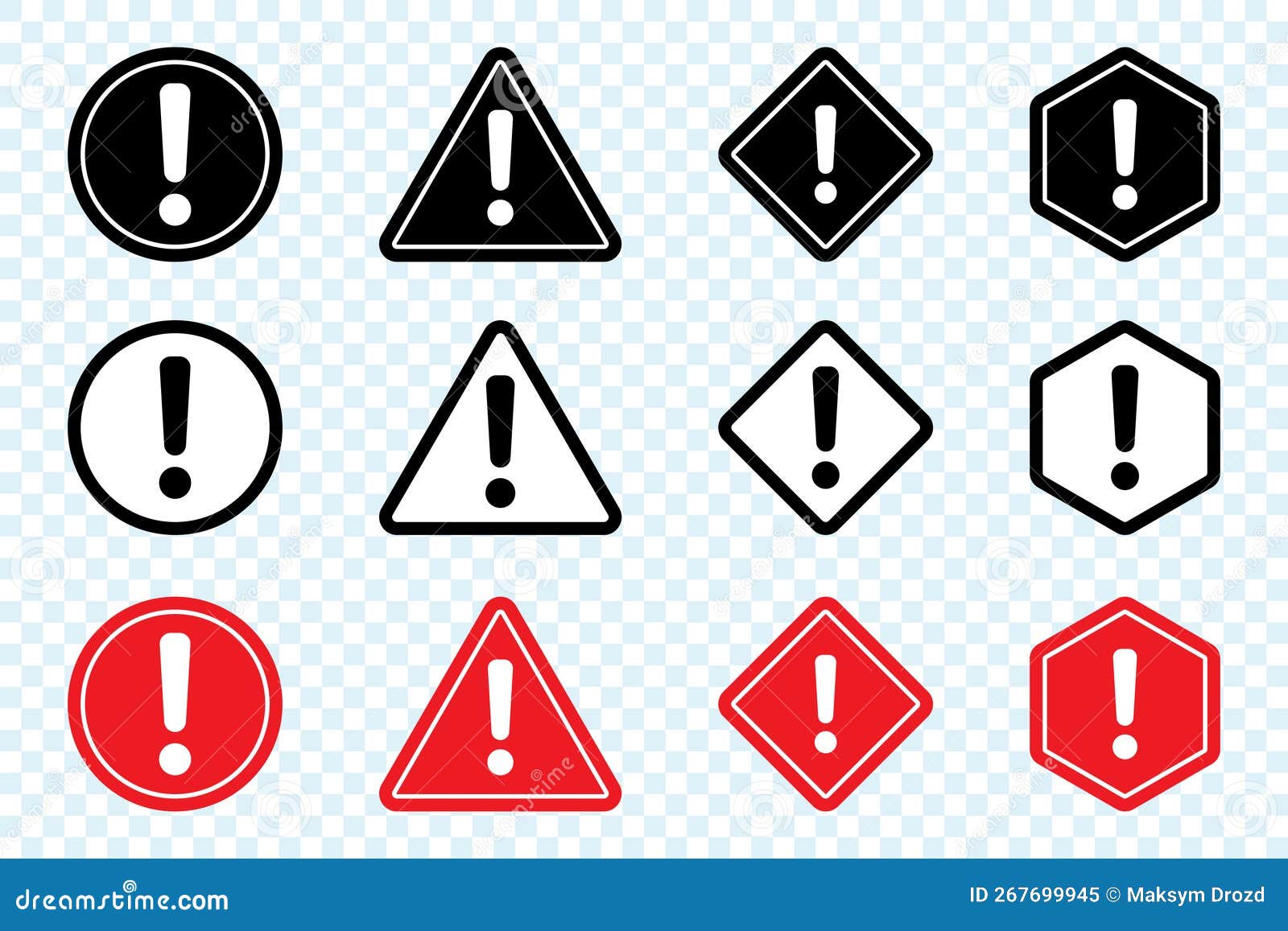 Danger Sign Flat Design. Caution Error Icon with Exclamation Mark Stock ...