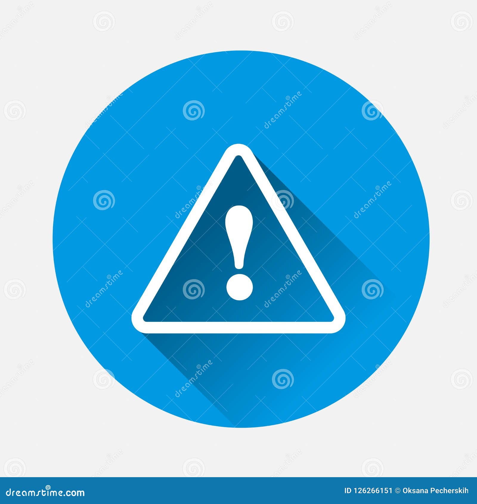 Danger Sign Flat Icon on Blue Background.Flat Image Symbol of at Stock ...