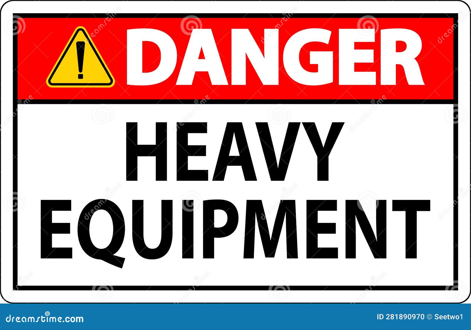 Danger Sign Heavy Equipment on White Background Stock Vector ...