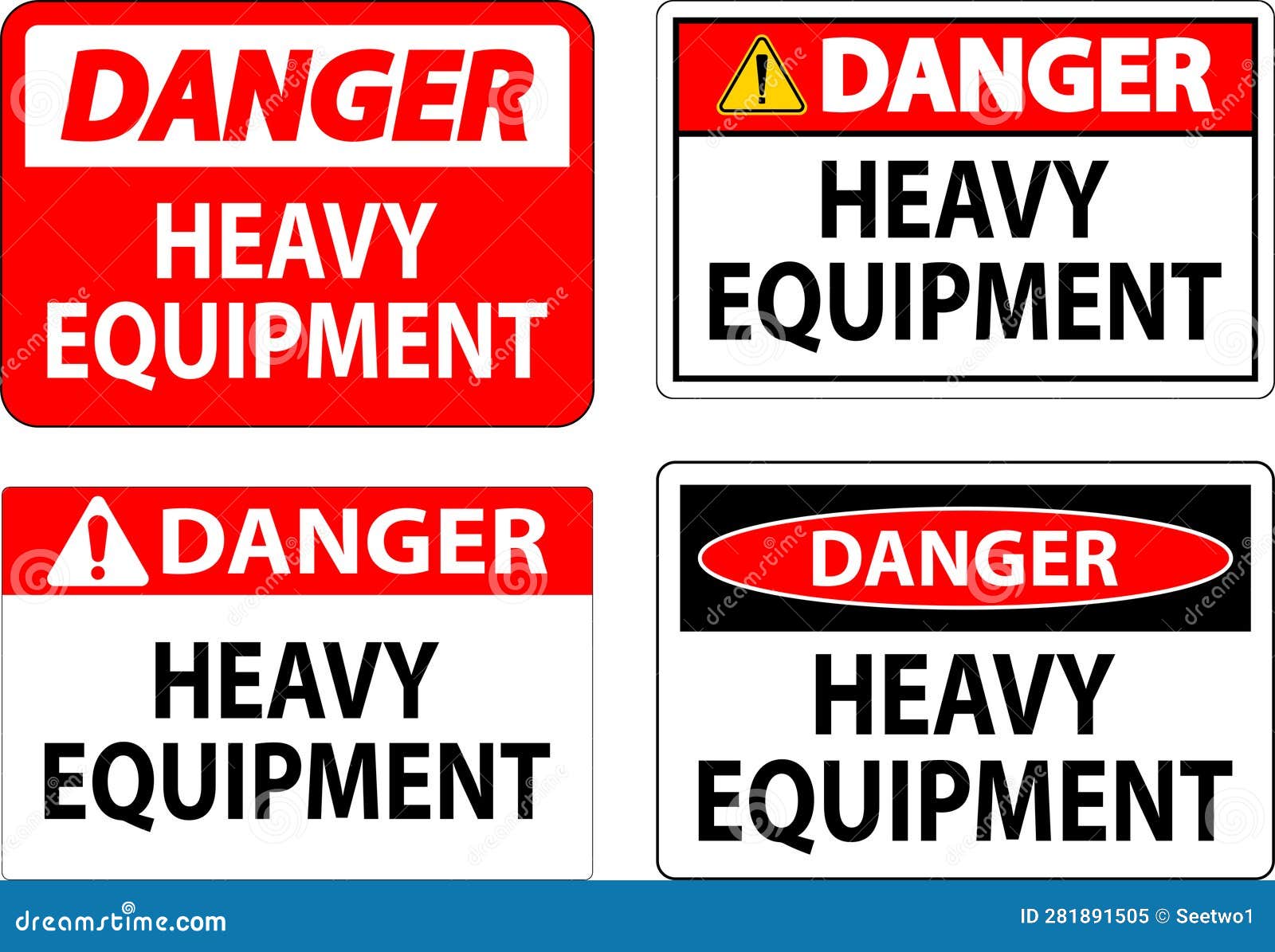Danger Sign Heavy Equipment on White Background Stock Vector ...
