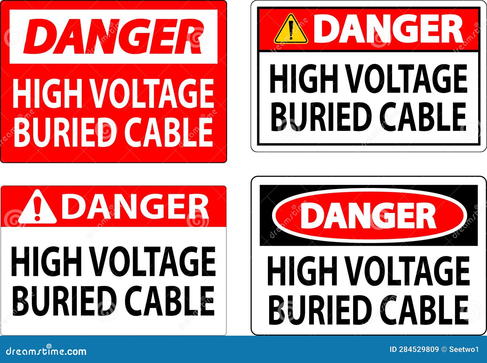 Danger Sign High Voltage Buried Cable on White Background Stock Vector ...
