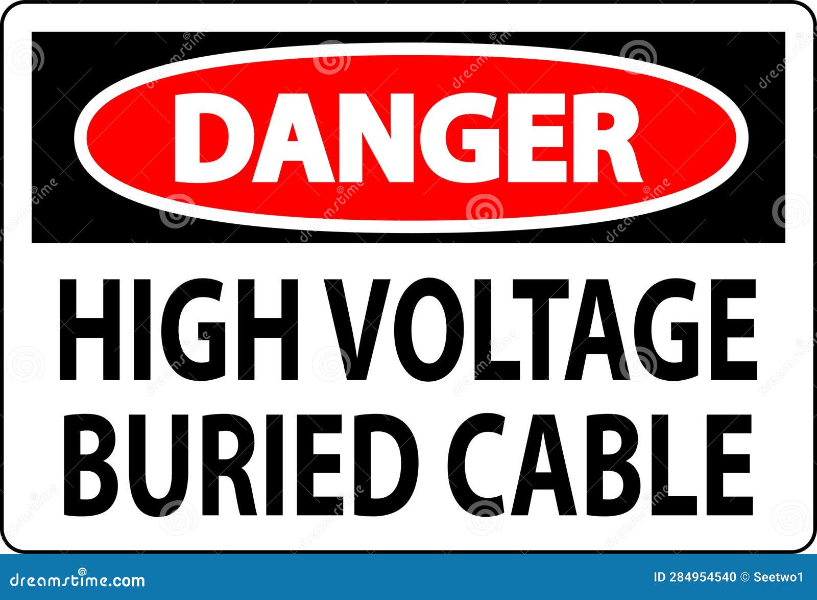 Danger Sign High Voltage Buried Cable on White Background Stock Vector ...