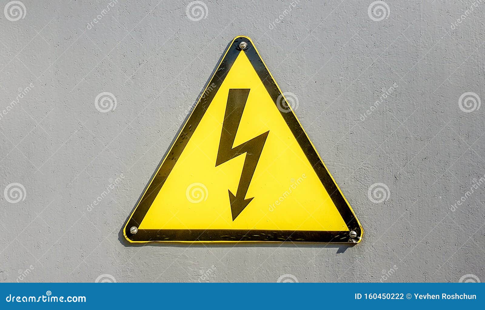 Danger Sign of High Voltage Electricity. Yellow Triangular Sign with a ...