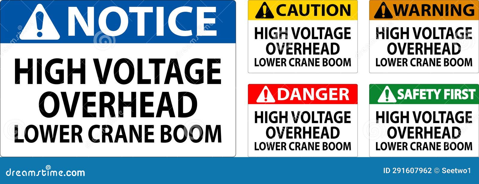 Danger Sign High Voltage Overhead, Lower Crane Boom Stock Vector ...