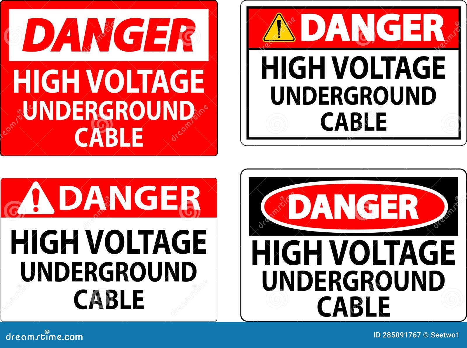 Danger Sign High Voltage Underground Cable Stock Vector - Illustration ...