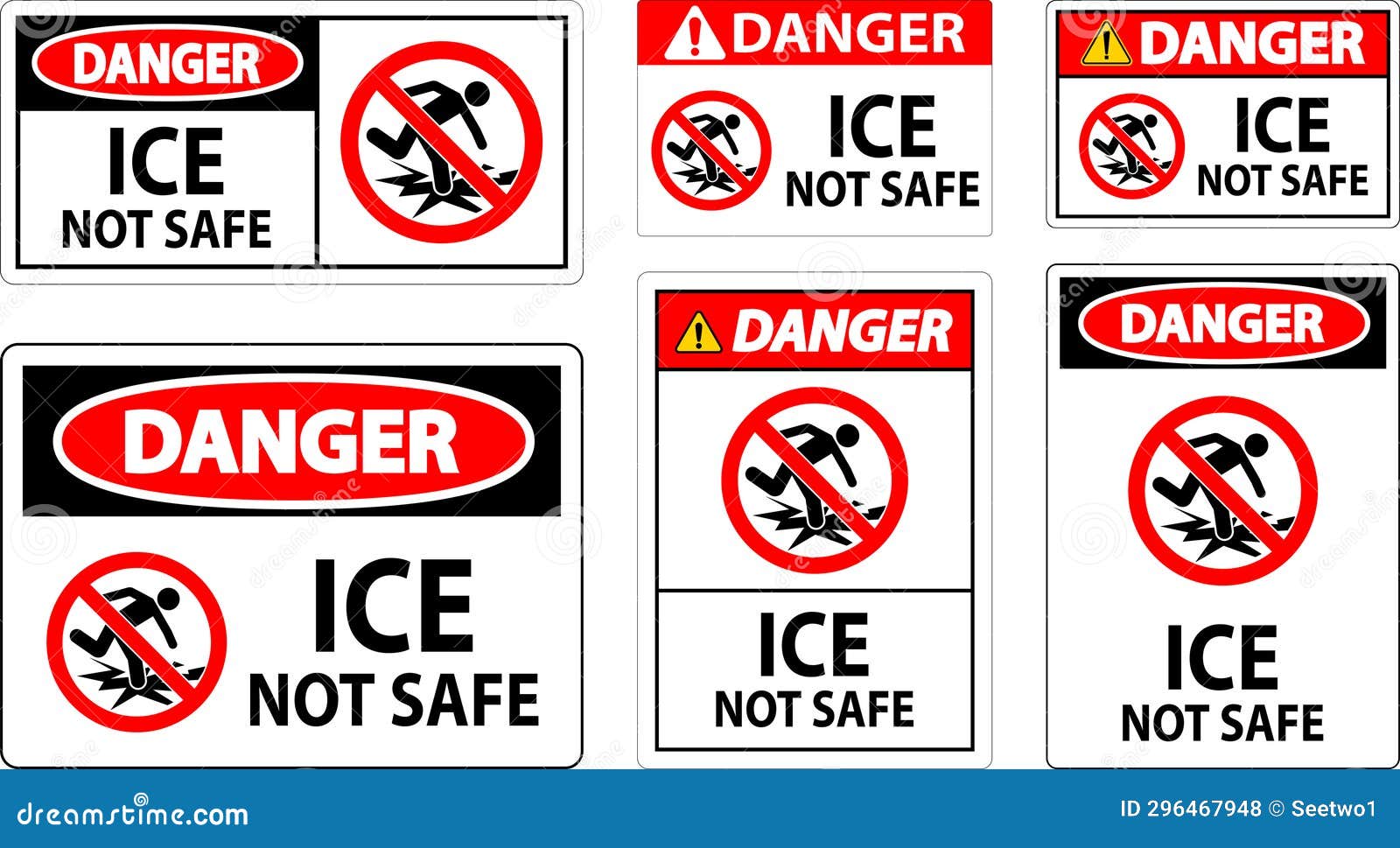 Danger Sign Ice Not Safe stock vector. Illustration of safety - 296467948