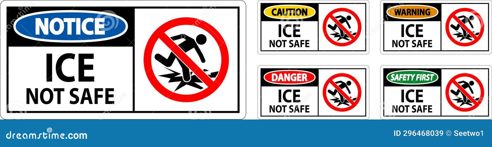 Danger Sign Ice Not Safe stock vector. Illustration of driving - 296468039