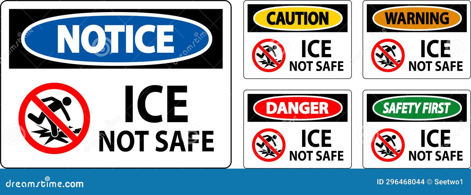 Danger Sign Ice Not Safe stock vector. Illustration of attention ...