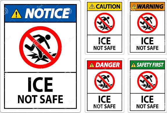 Danger Sign Ice Not Safe stock vector. Illustration of floor - 296468049