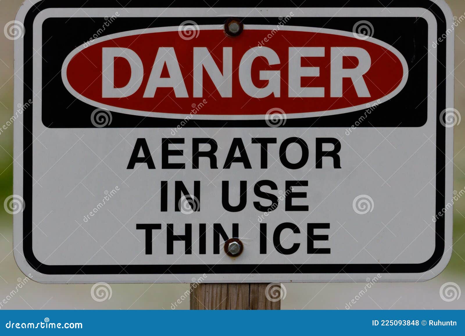 Danger Sign Indicating Thin Ice from Aerator in Use. Stock Photo ...