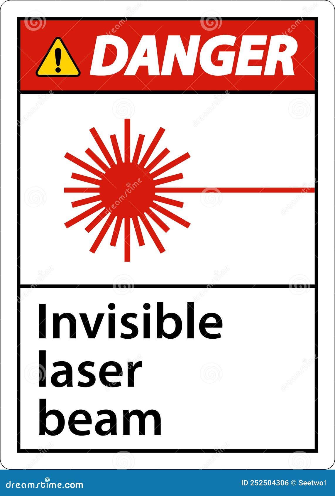 Danger Sign Invisible Laser Beam on White Background Stock Vector ...