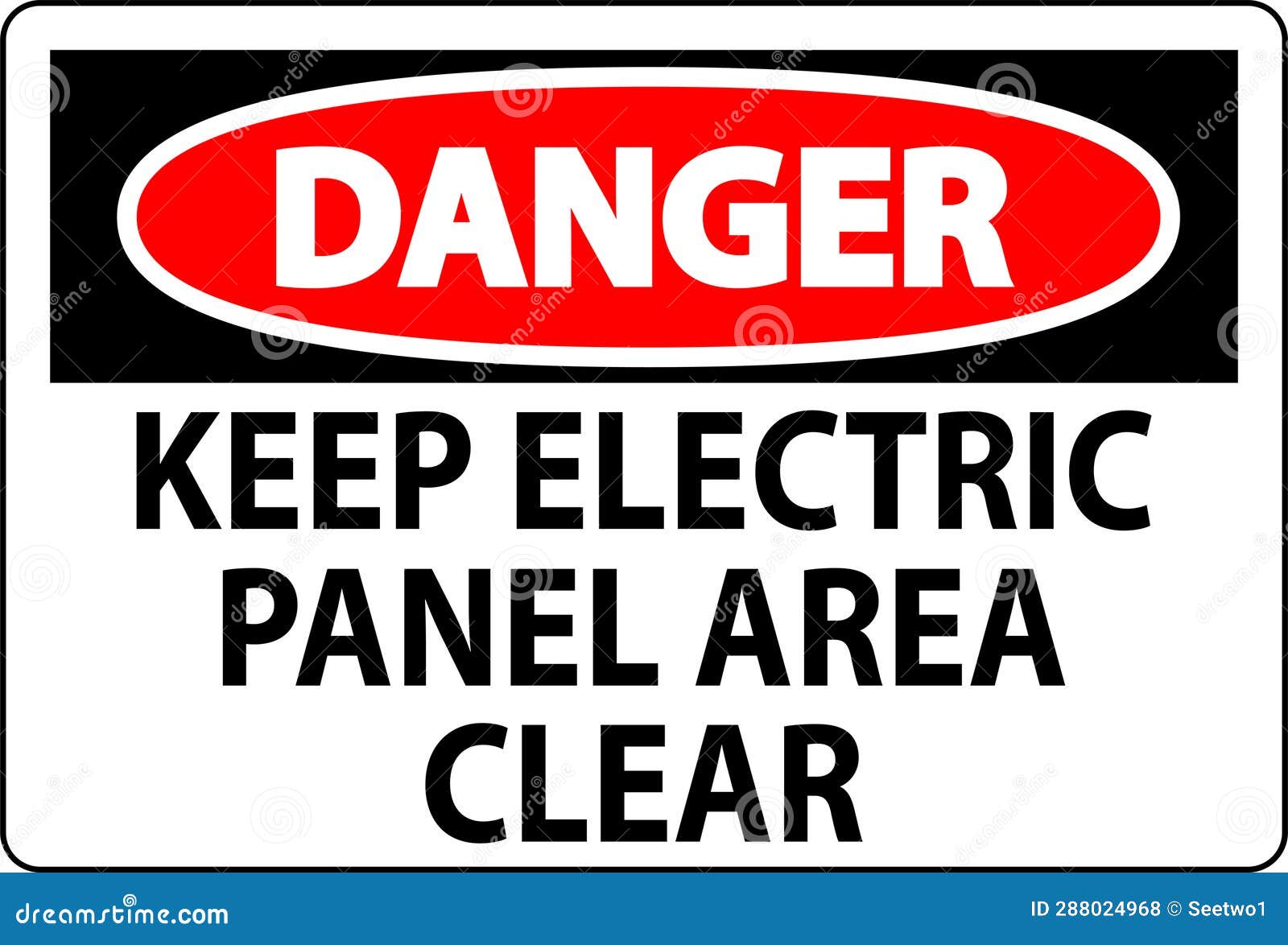 Danger Sign Keep Electric Panel Area Clear Stock Vector - Illustration ...