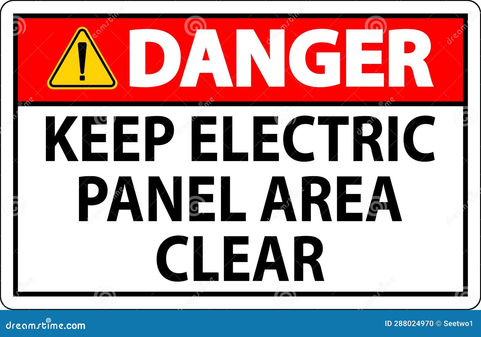 Danger Sign Keep Electric Panel Area Clear Stock Vector - Illustration ...