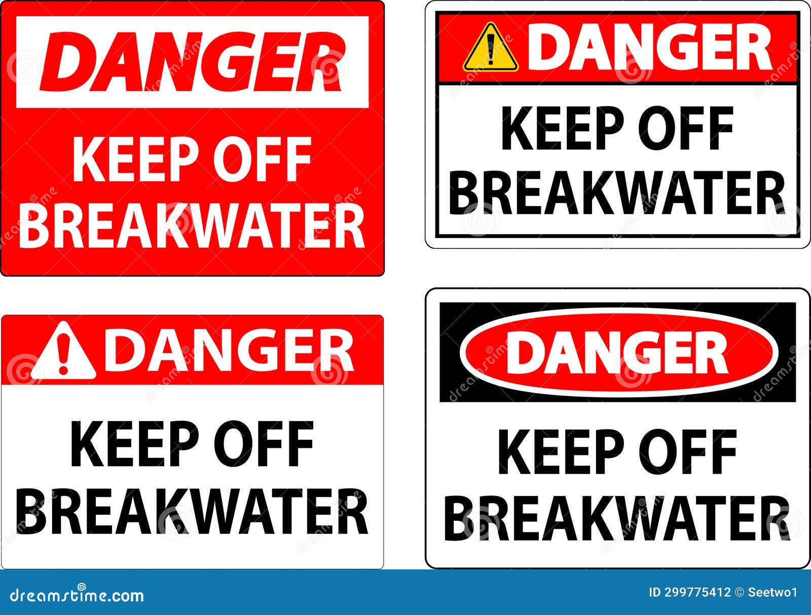 Danger Sign, Keep Off Breakwater Stock Vector - Illustration of pebbles ...