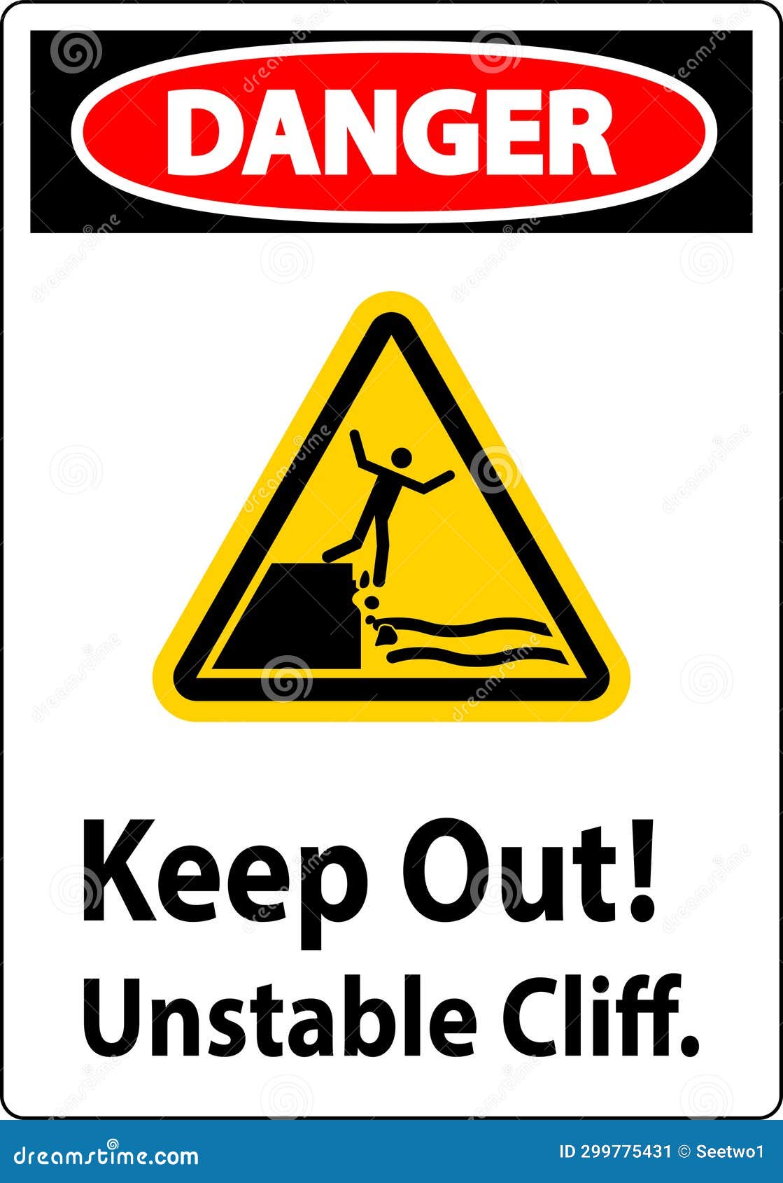 Danger Sign, Keep Out Unstable Cliff Stock Vector - Illustration of ...