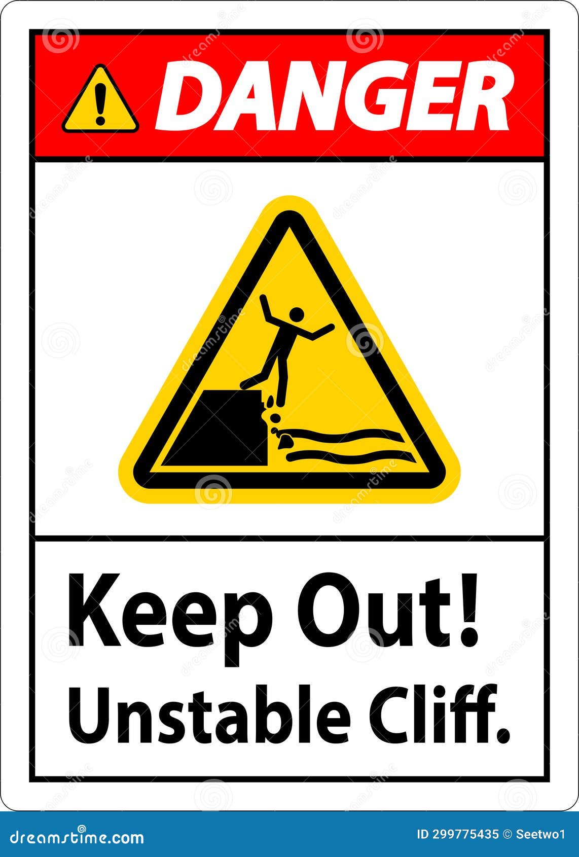 Danger Sign, Keep Out Unstable Cliff Stock Vector - Illustration of ...