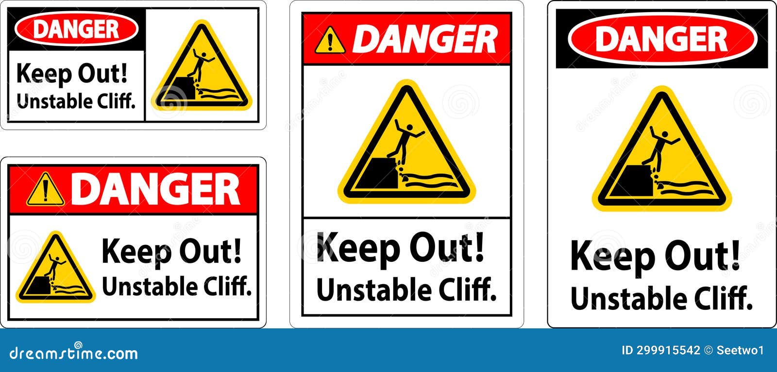 Danger Sign, Keep Out Unstable Cliff Stock Vector - Illustration of ...