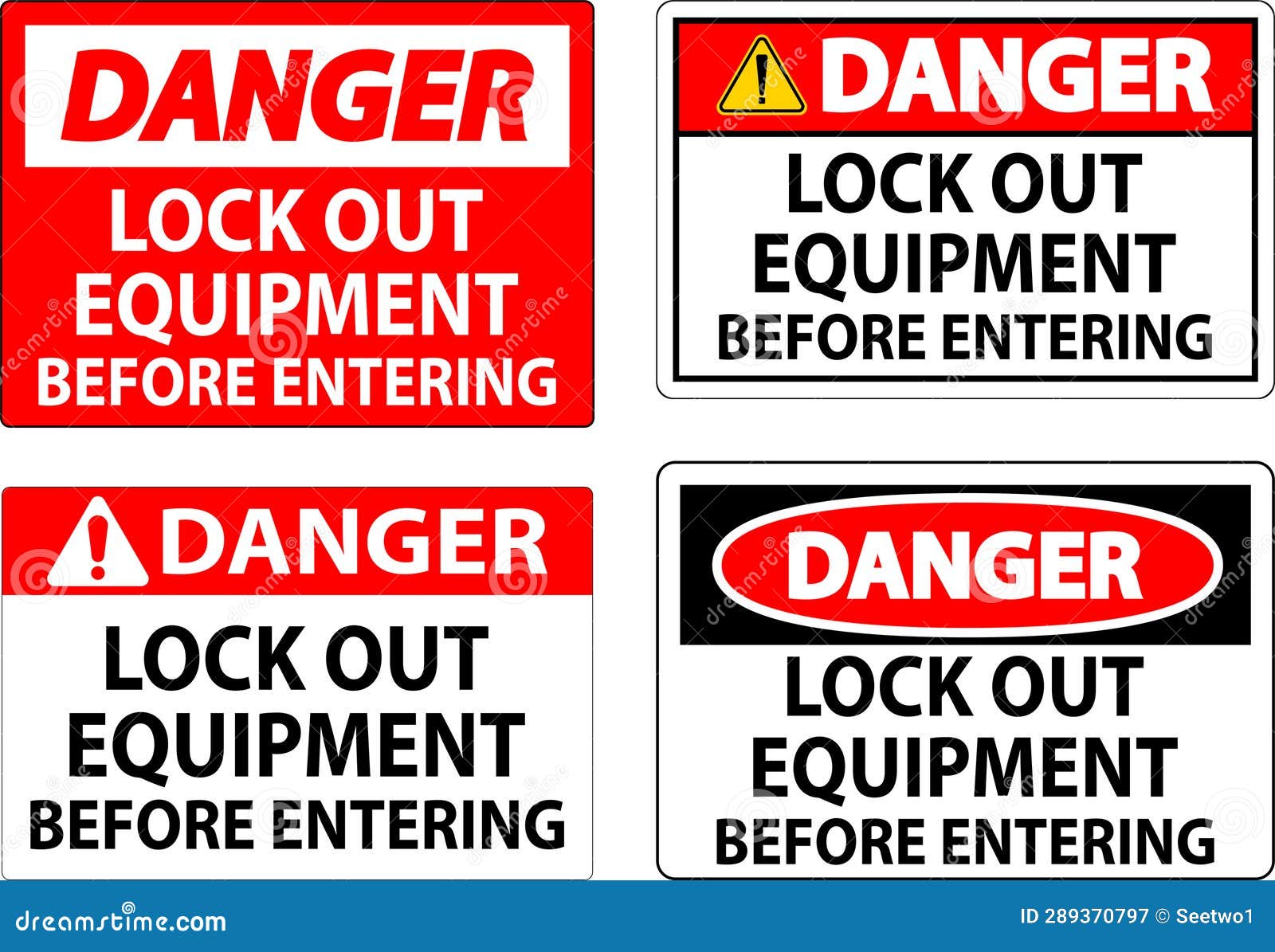 Danger Sign, Lock Out Equipment before Entering Stock Vector ...