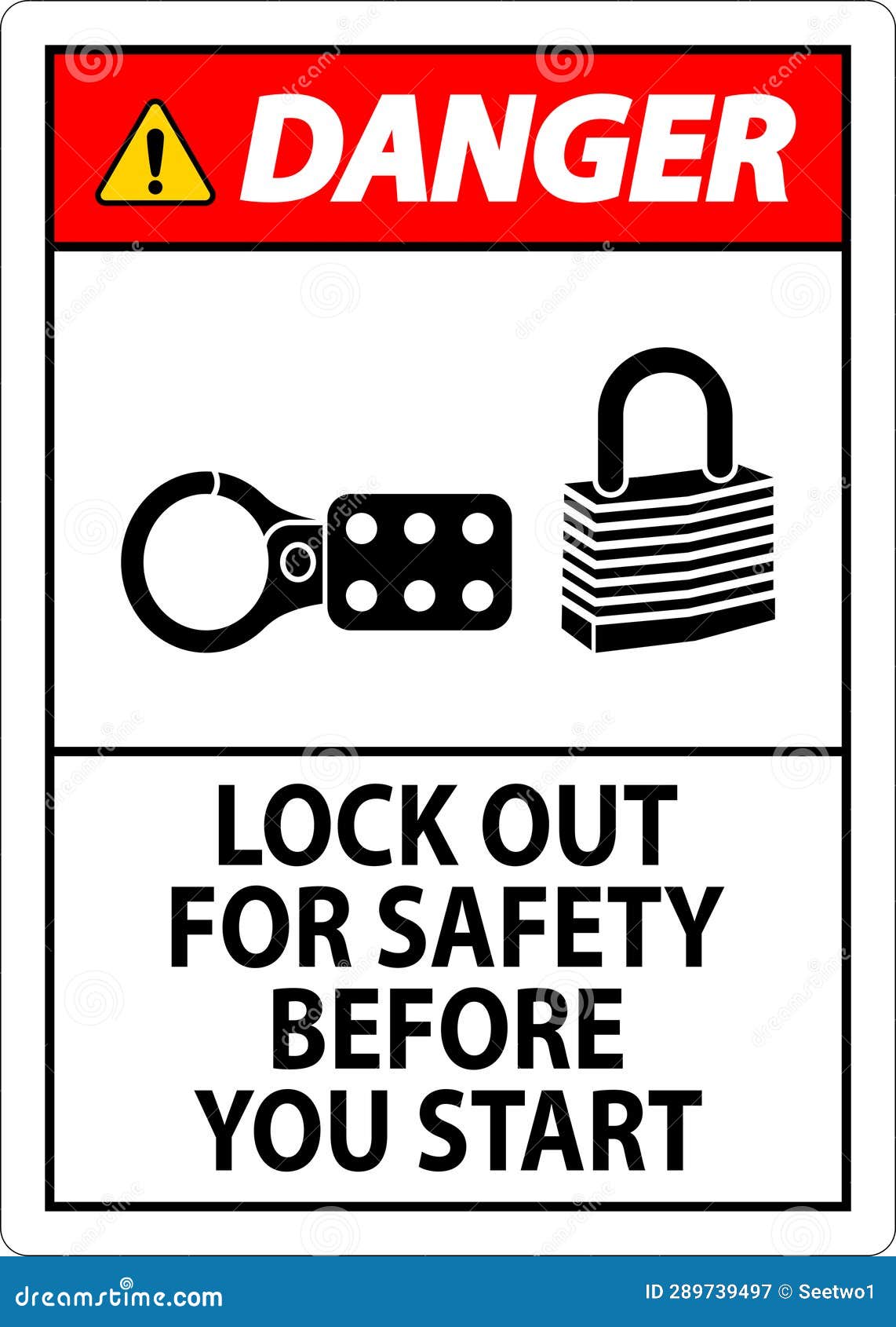 Danger Sign, Lock Out for Safety before You Start Stock Vector ...