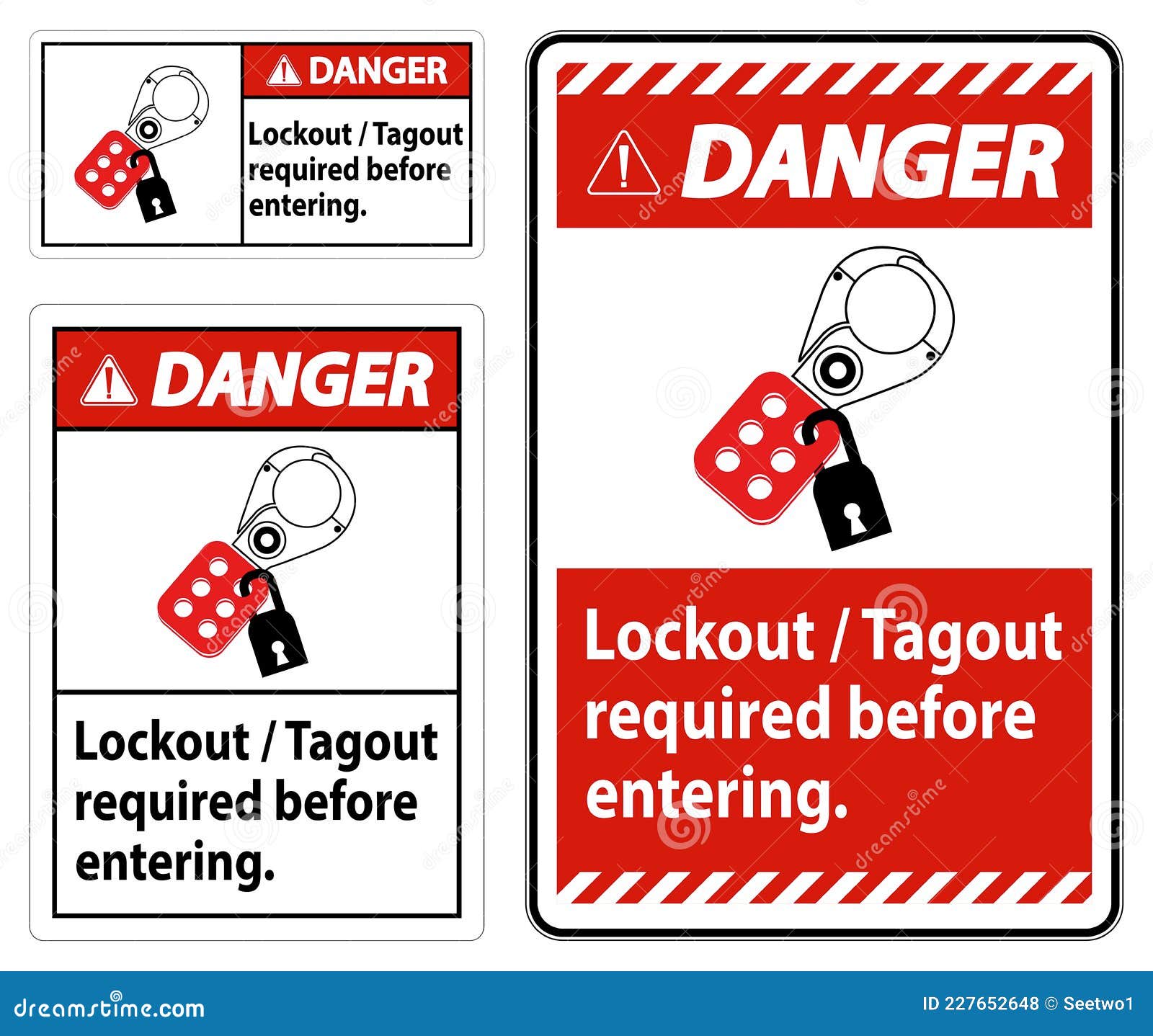Danger Sign Lockout ,Tagout Required before Entering Stock Vector ...