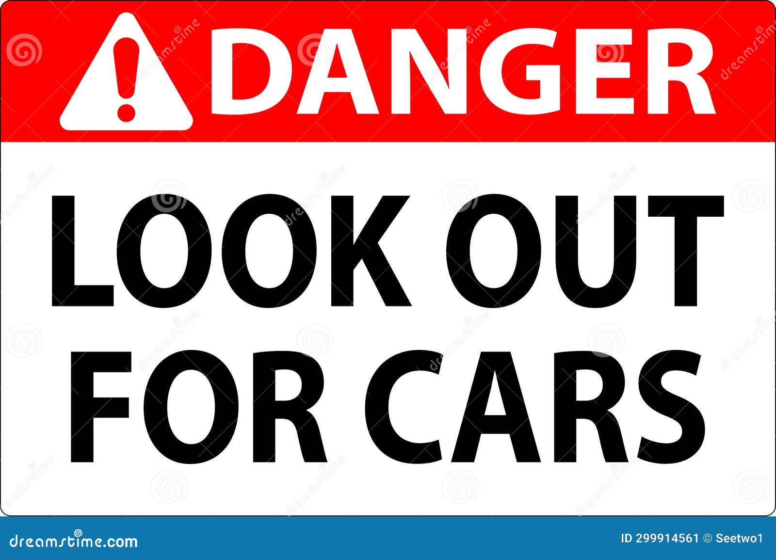 Danger Sign Look Out for Cars Stock Vector - Illustration of lane ...