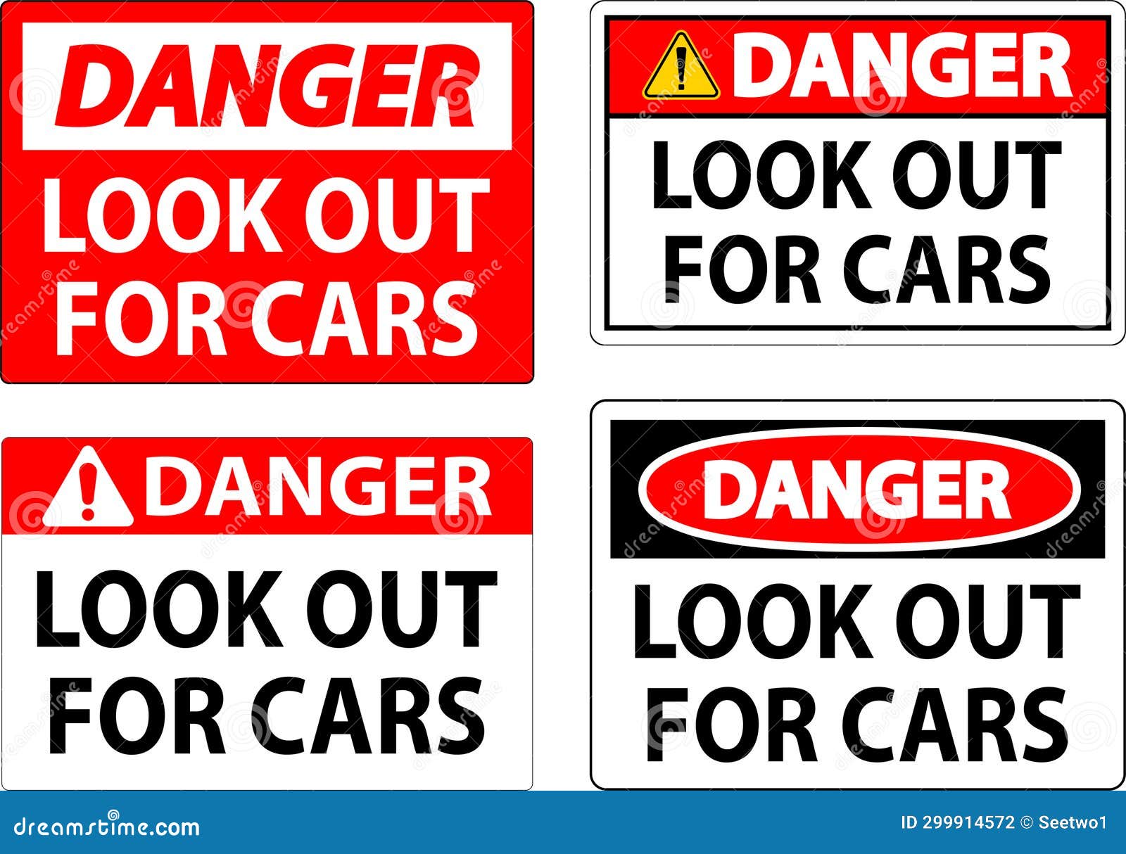 Danger Sign Look Out for Cars Stock Vector - Illustration of emergency ...